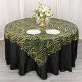 Efavormart 72"x72" Hunter Emerald Green Gold Wave Embroidered Sequin ...