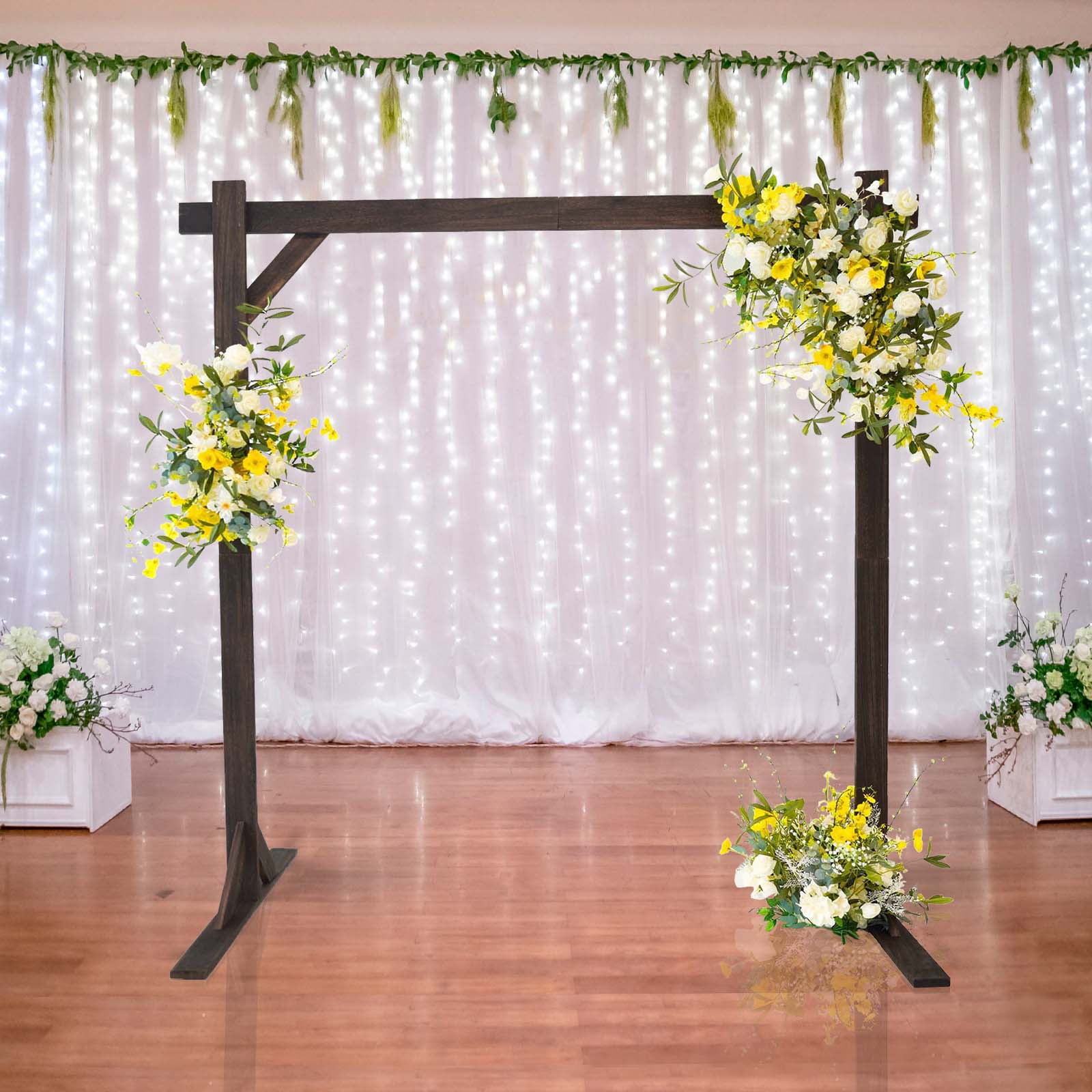 Efavormart 7FT Wooden Wedding Arch, Rustic Square Backdrop Stand for ...