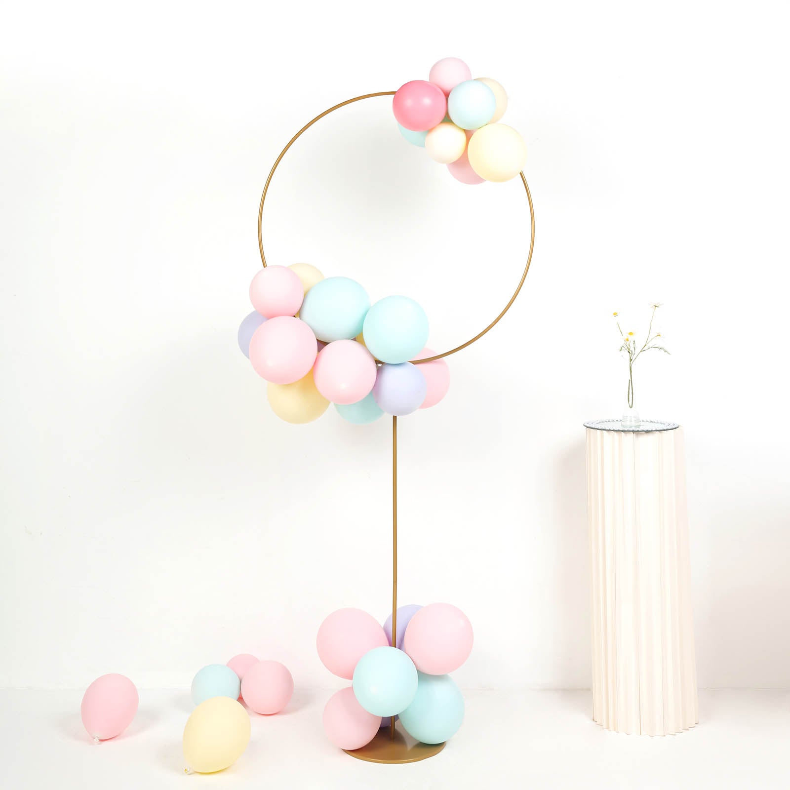 Efavormart 7Ft | Gold Balloon Column With Hoop Flower Pillar Stand ...