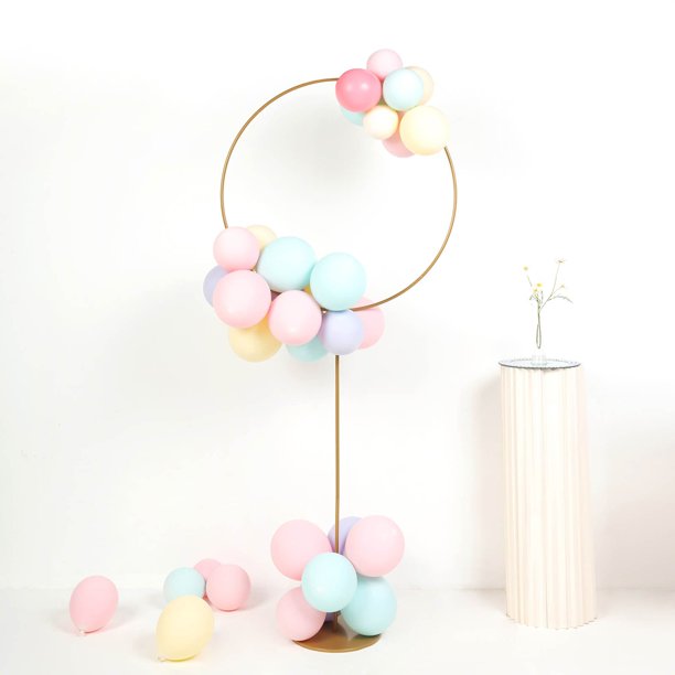Efavormart 7Ft | Gold Balloon Column With Hoop Flower Pillar Stand ...