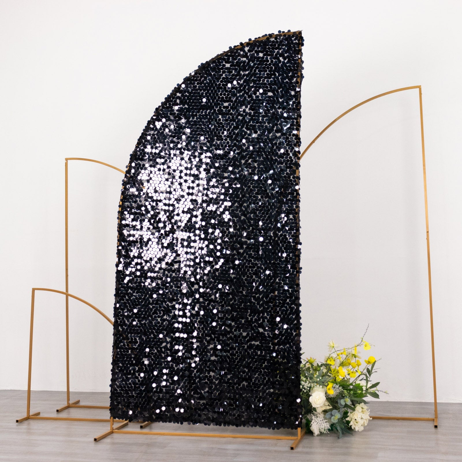 Efavormart 7ft Black Big Payette Sequin Chiara Backdrop Stand Cover For ...