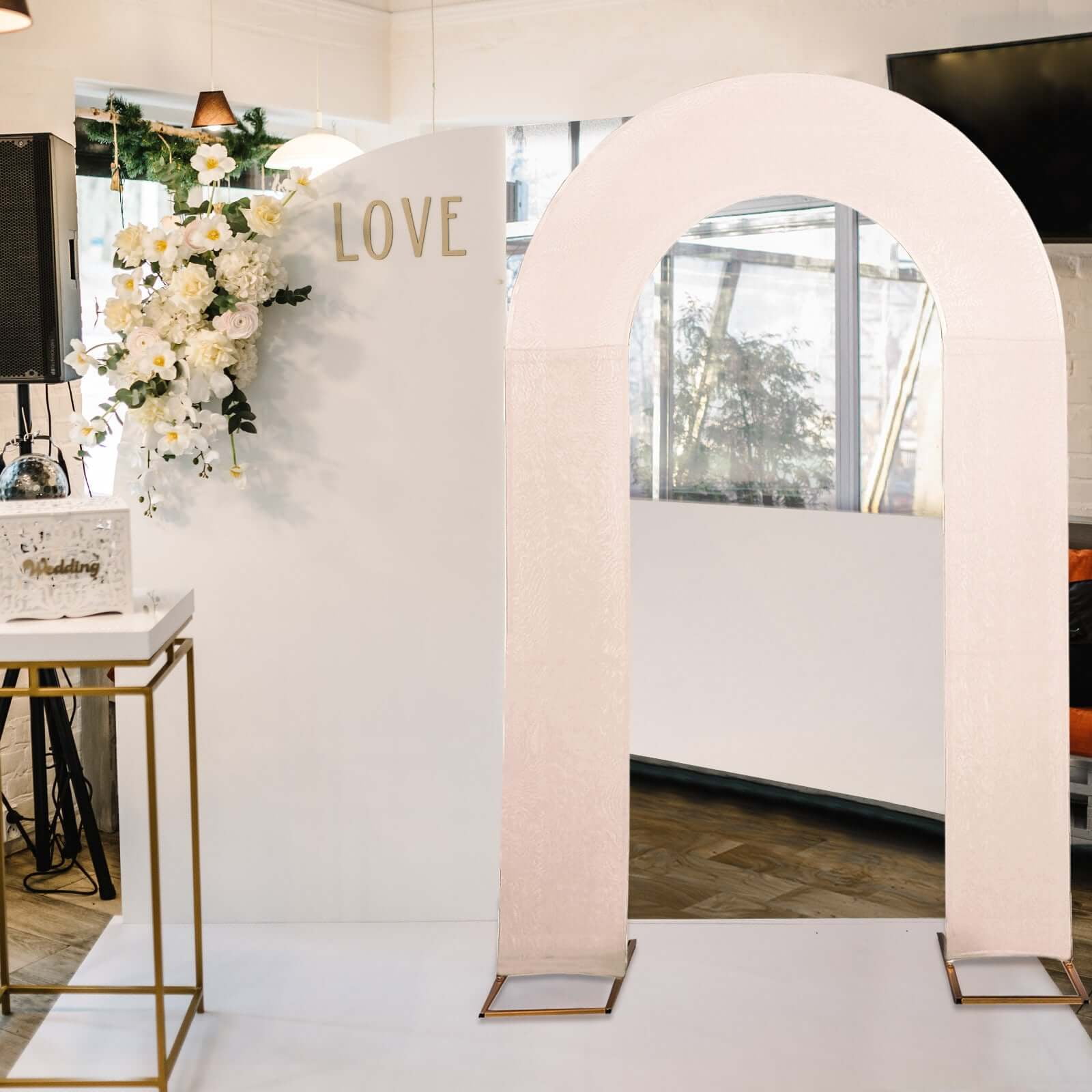 Efavormart 7ft Blush Rose Gold Spandex Fitted Open Arch Backdrop Cover ...