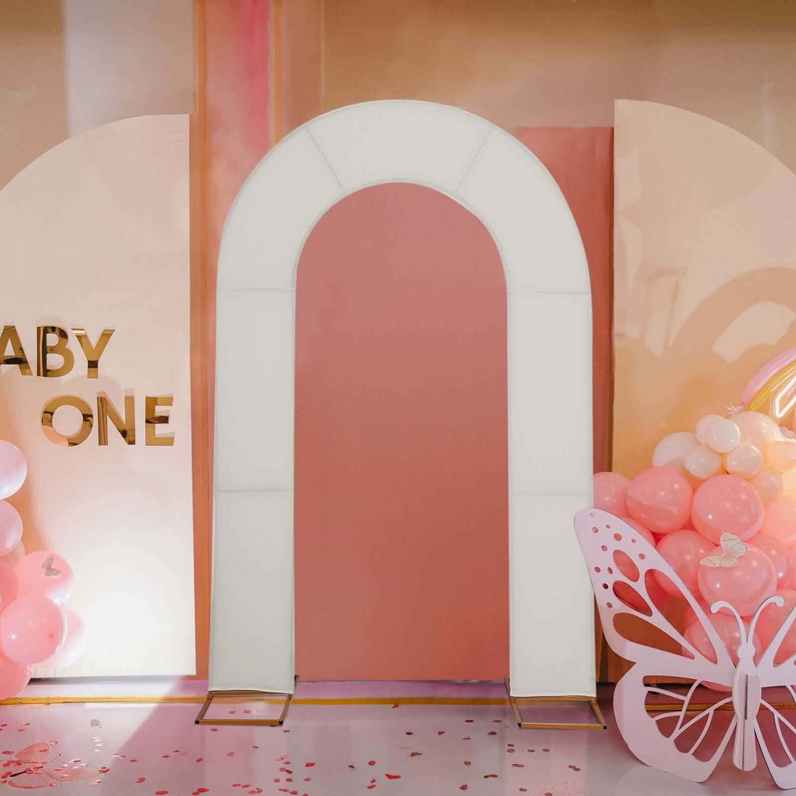Efavormart 7ft Ivory Spandex Fitted Open Arch Backdrop Cover, Double ...
