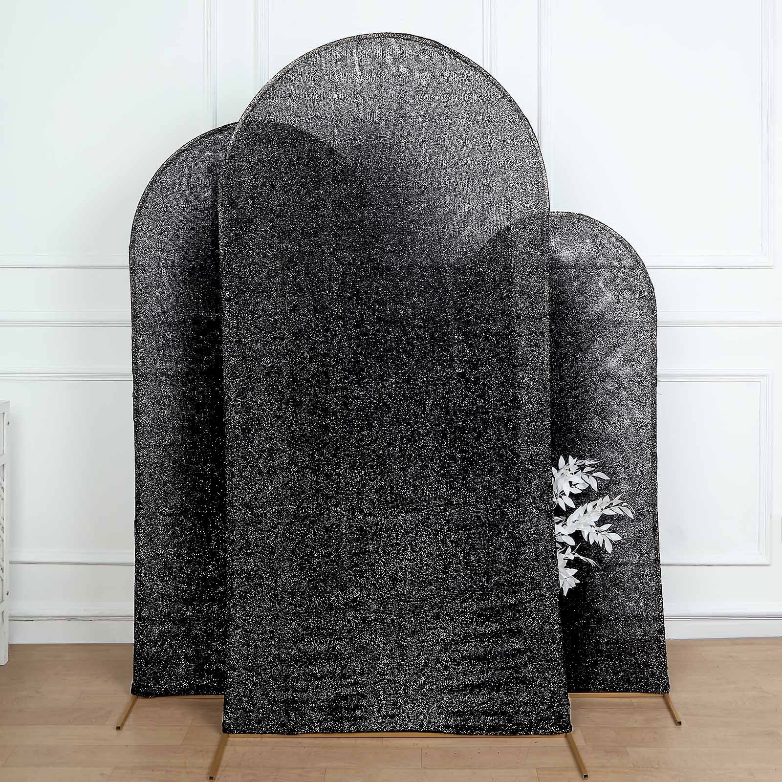 Efavormart 7ft Shiny Black Spandex Fit Round Top Backdrop Frame Stand ...