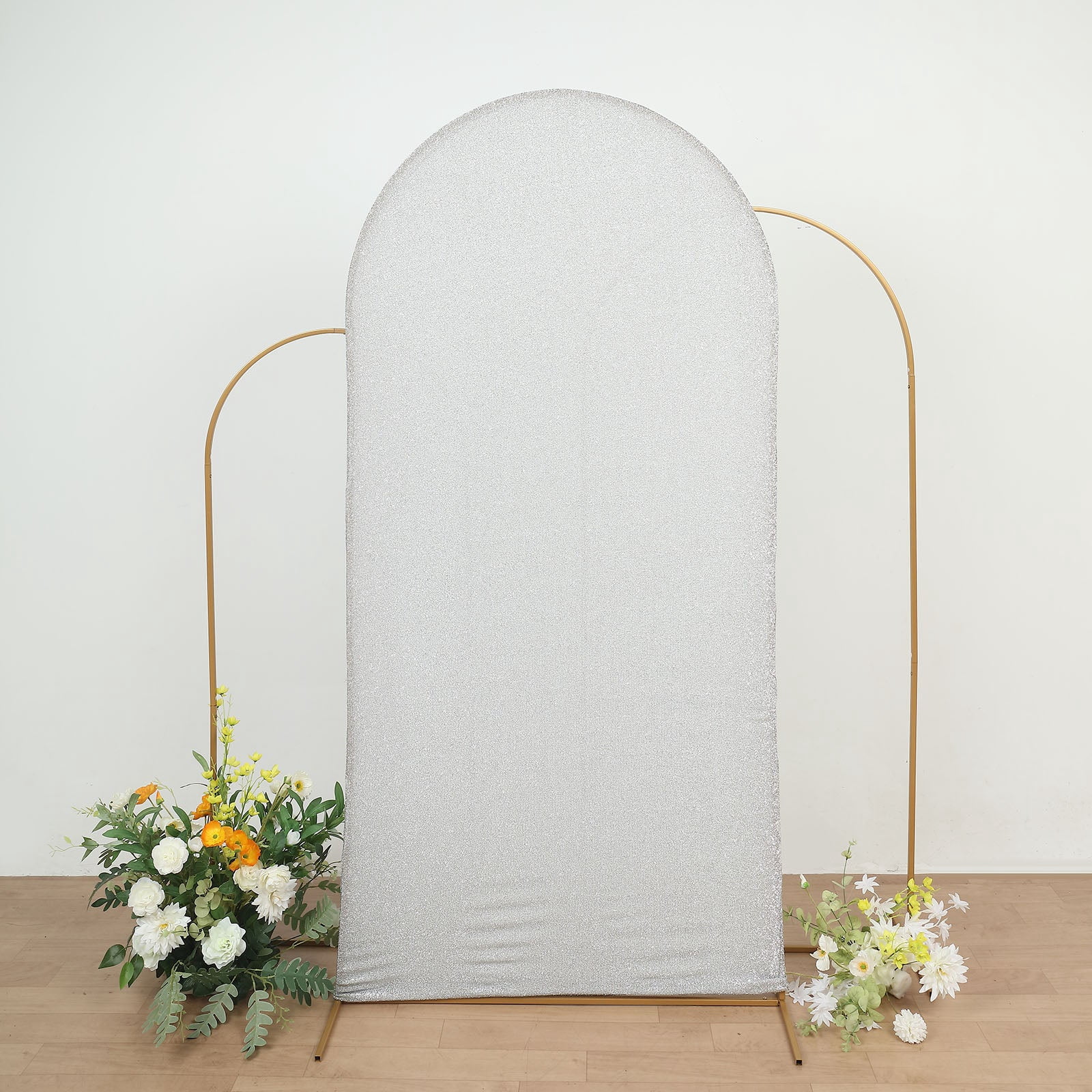Efavormart 7ft Shiny Silver Spandex Fit Round Top Backdrop Frame Stand ...