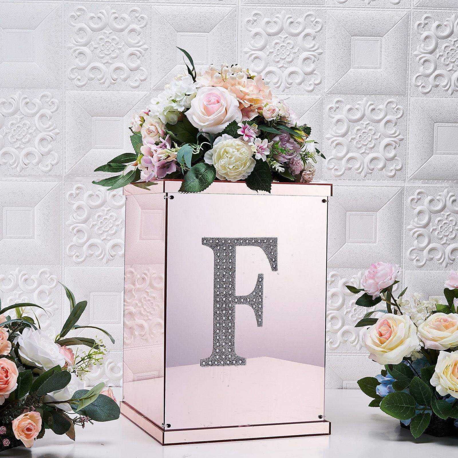 Efavormart 8" Letter F Silver Self-Adhesive Rhinestone Number Stickers ...