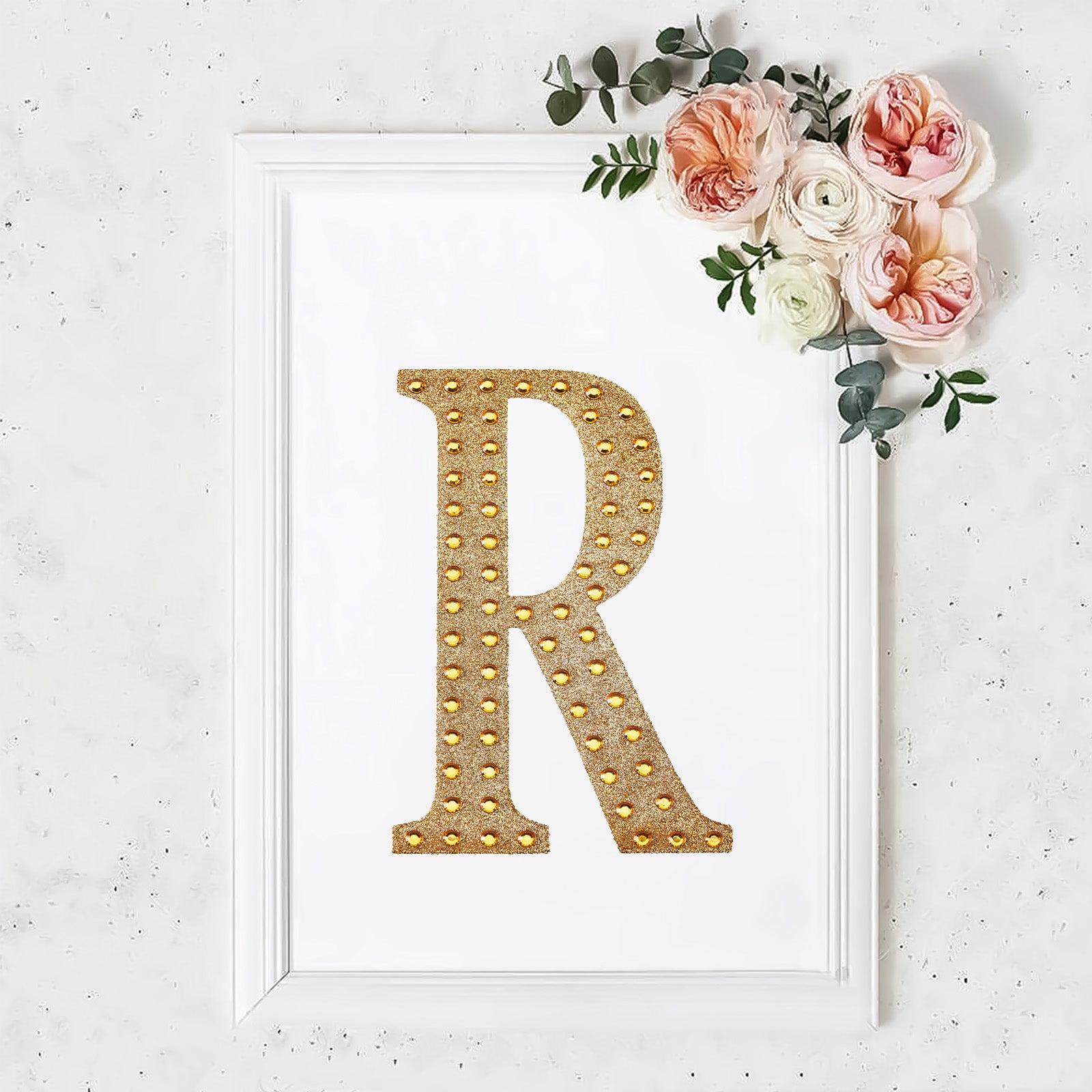 Efavormart 8" Letter R Gold Self-Adhesive Rhinestone Number Stickers ...