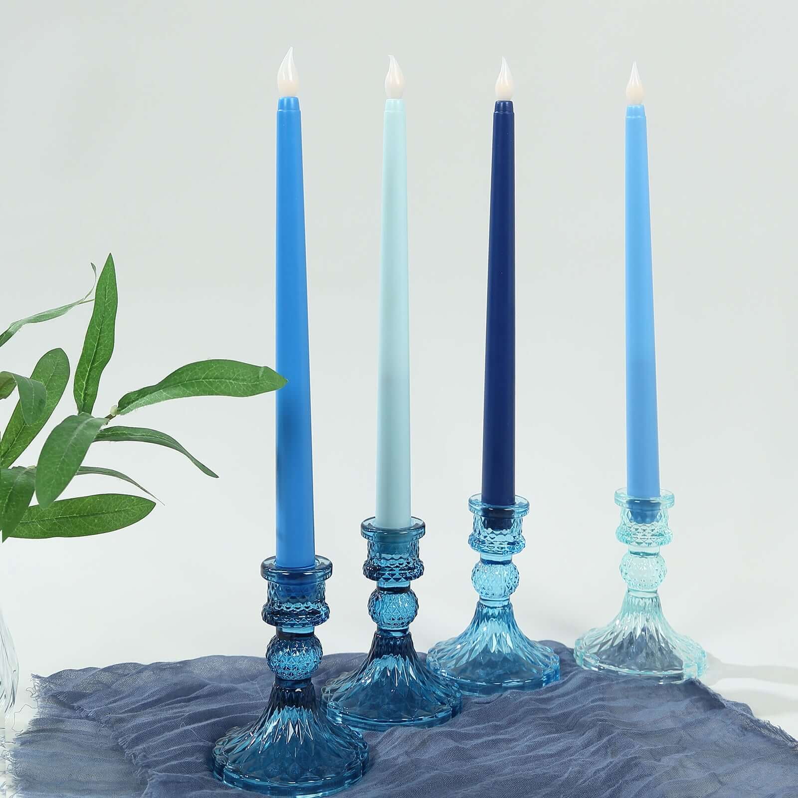 Efavormart 8 Pack Mixed Blue Flameless LED Taper Candles, Flickering ...