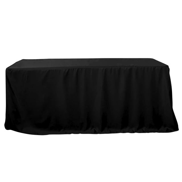 Efavormart 8FT Fitted BLACK Polyester Rectangular Table Cover for ...