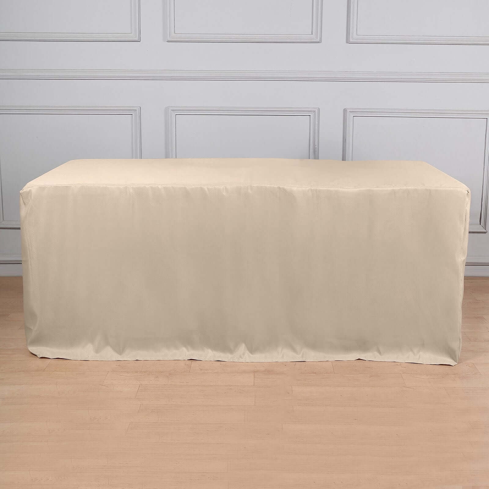 Efavormart 8FT Fitted Nude Polyester Rectangular Table Cover for ...