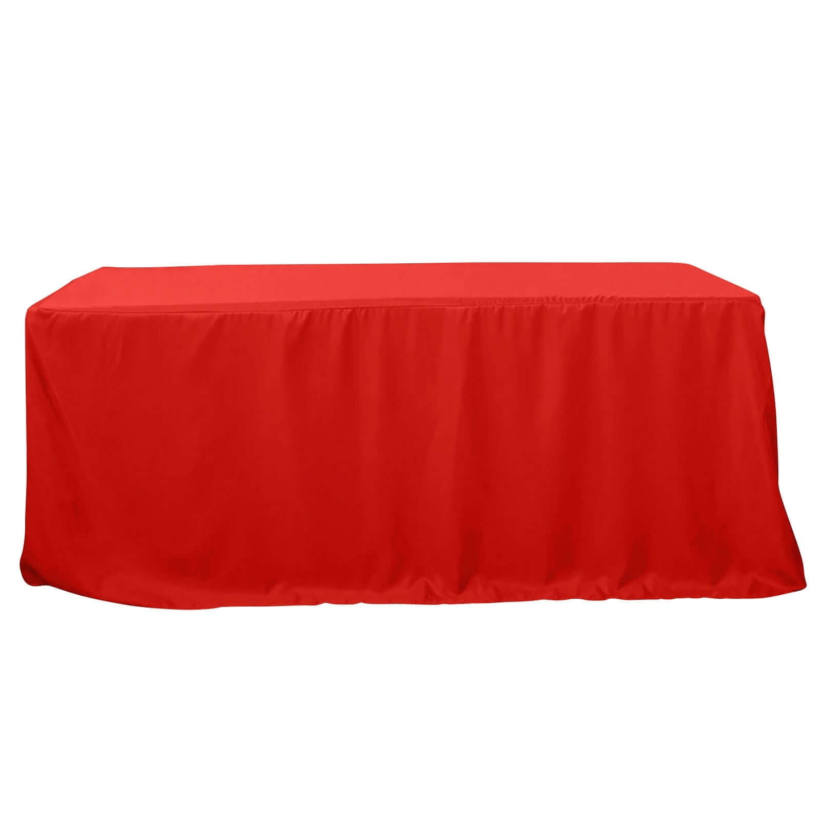 Efavormart 8FT Fitted RED Polyester Rectangular Table Cover for Wedding ...