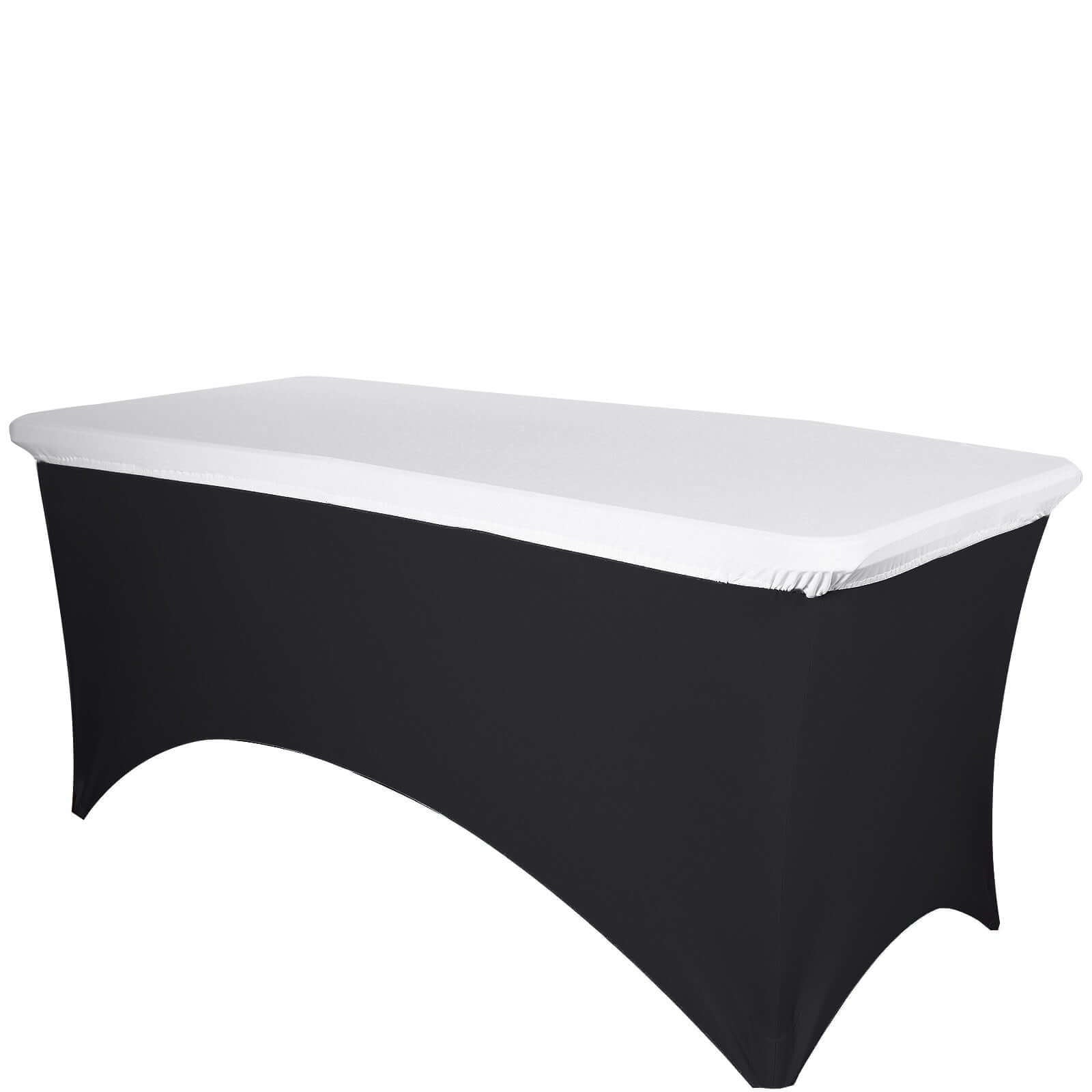Efavormart 8FT White Rectangular Stretch Spandex Table Top Cover ...