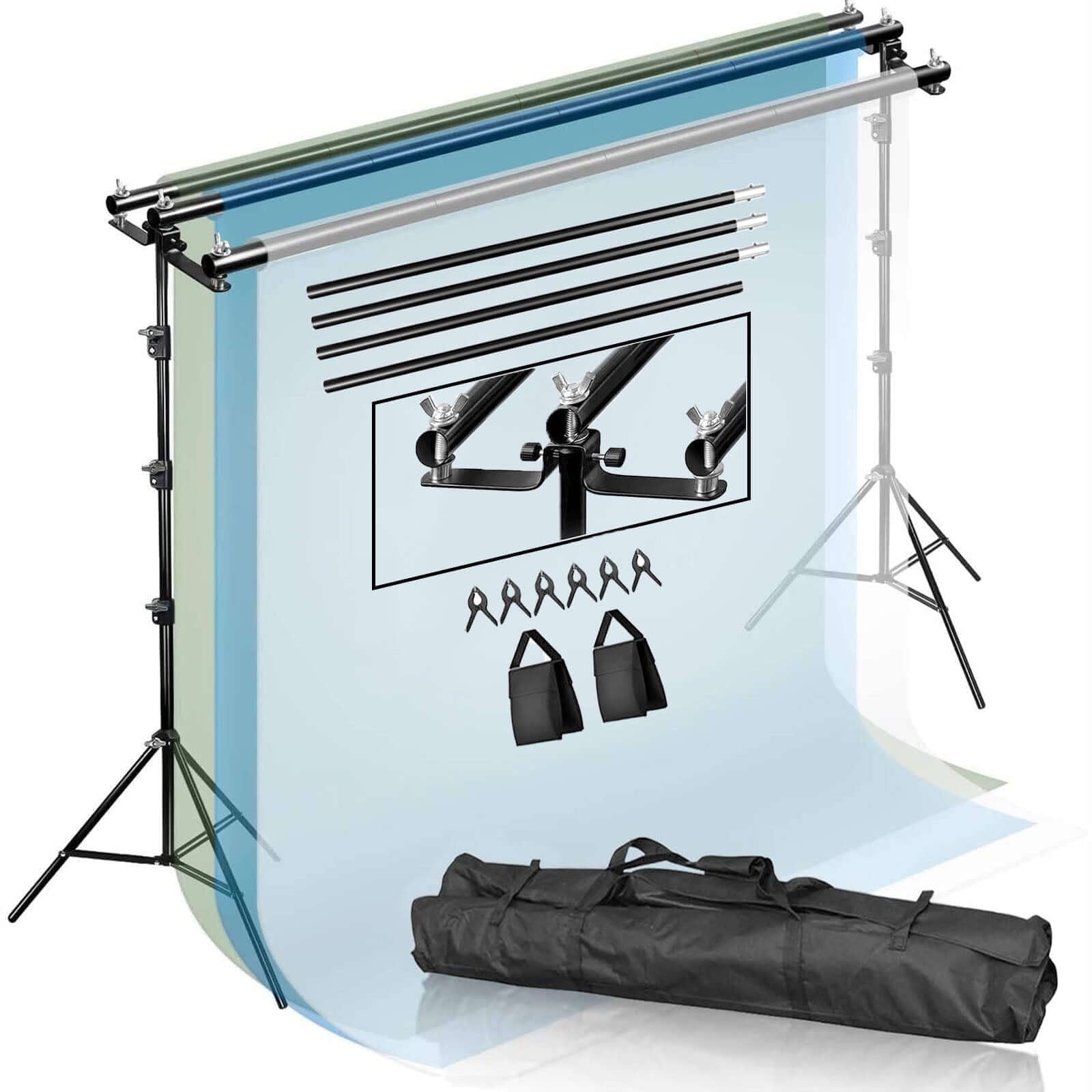 eFavormart 8'x10' Adjustable Backdrop Stand Kit, Triple Crossbar ...