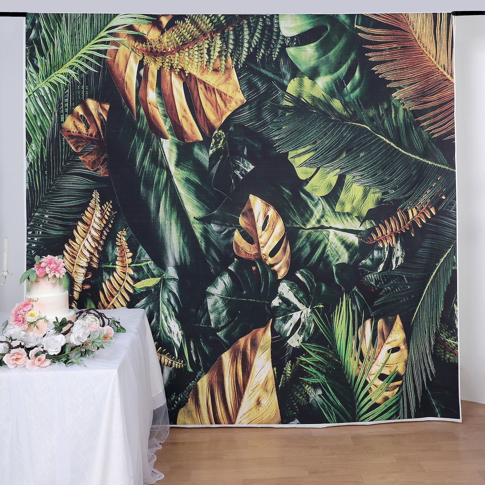 Efavormart 8FTx8FT Green/Gold Forest Leaf Print Vinyl Jungle ...