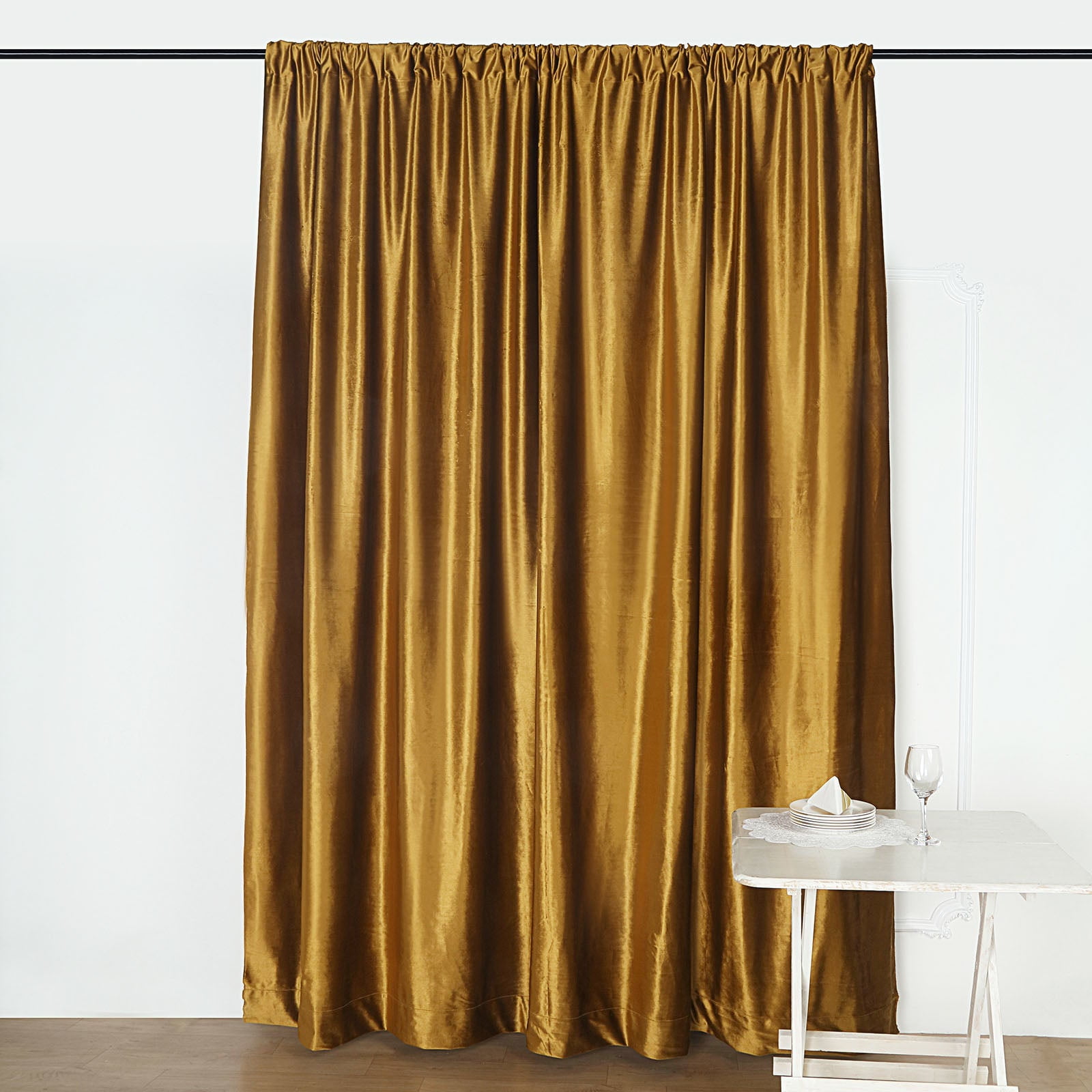 Efavormart 8Ft H x 8Ft W Premium GOLD Velvet Backdrop Curtain Panel ...