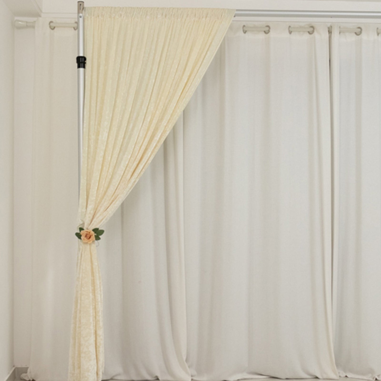 Efavormart 8Ft H x 8Ft W Premium IVORY Velvet Backdrop Curtain Panel ...
