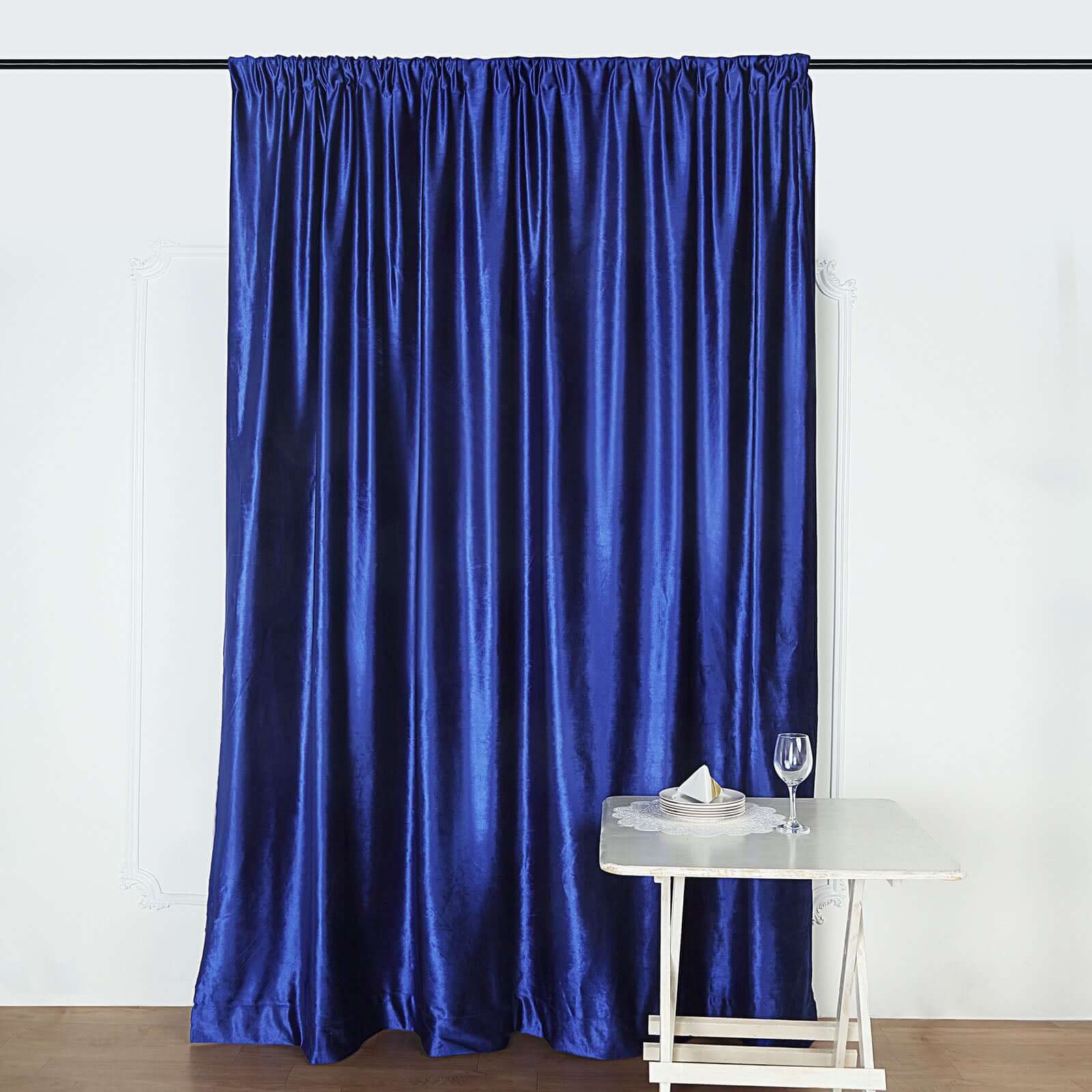 Efavormart 8Ft H x 8Ft W Premium ROYAL BLUE Velvet Backdrop Curtain ...