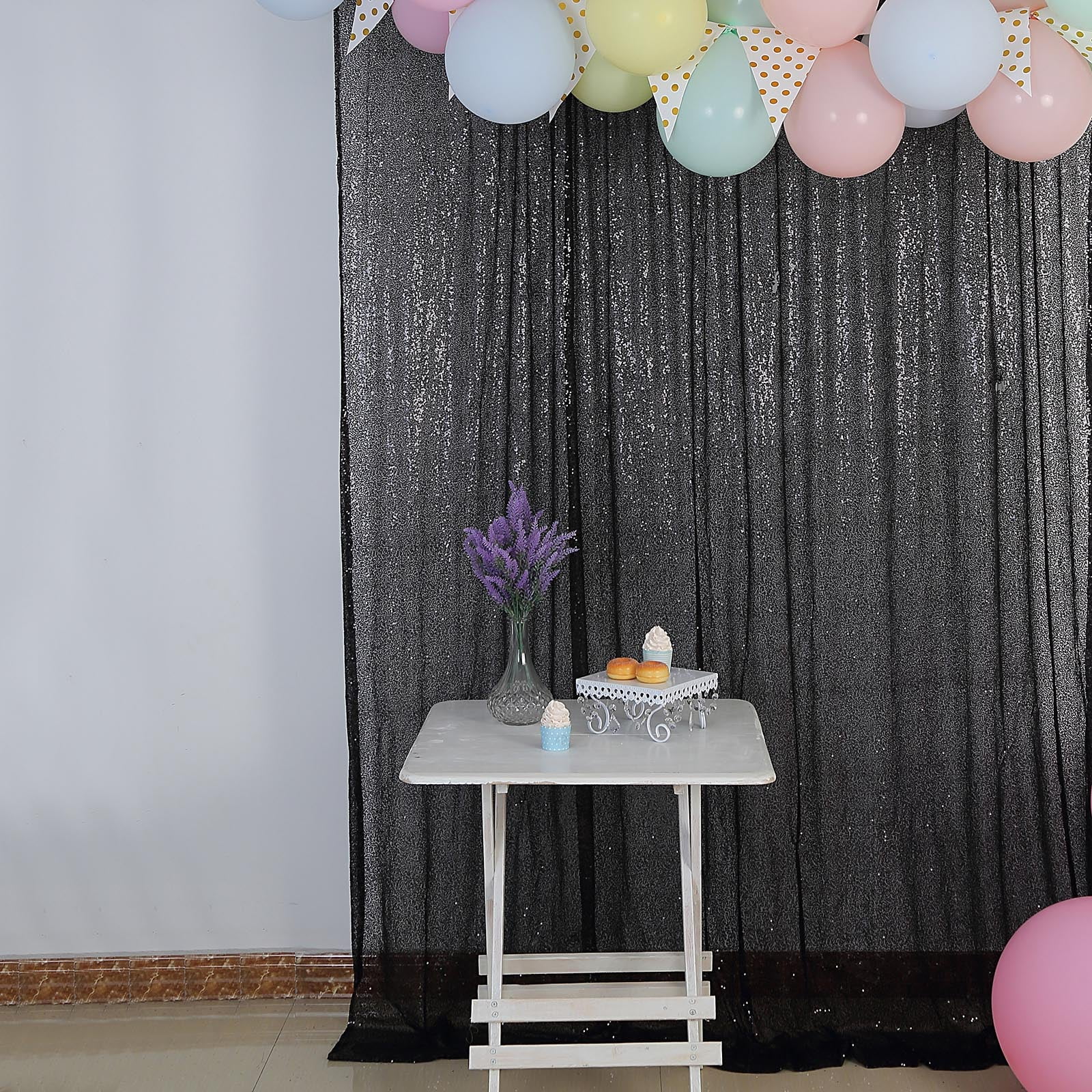 Efavormart 8ft Black Sequin Photo Booth Backdrop Photography Backdrop ...