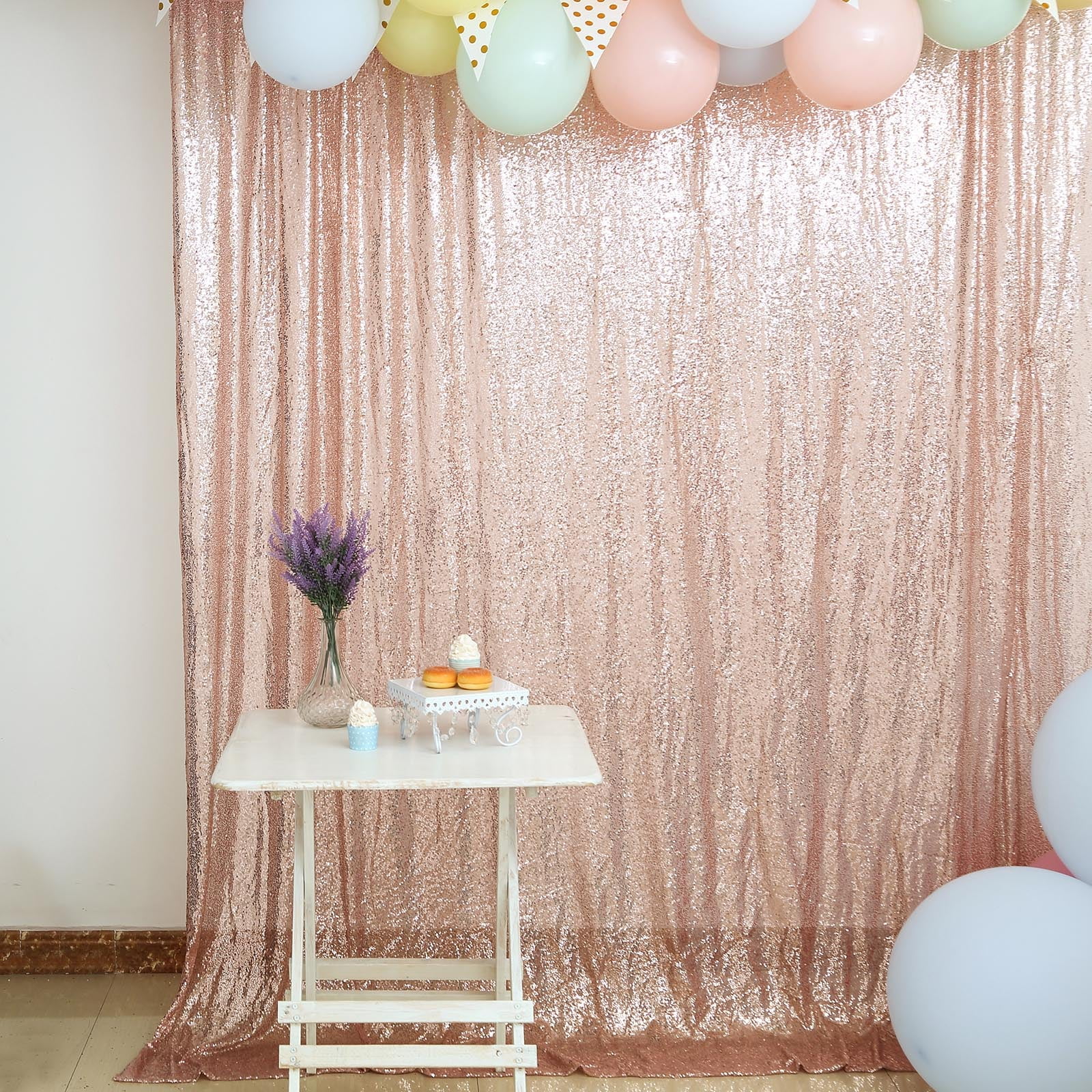 Efavormart 8ft Blush/Rose Gold Sequin Photo Booth Backdrop Photography ...