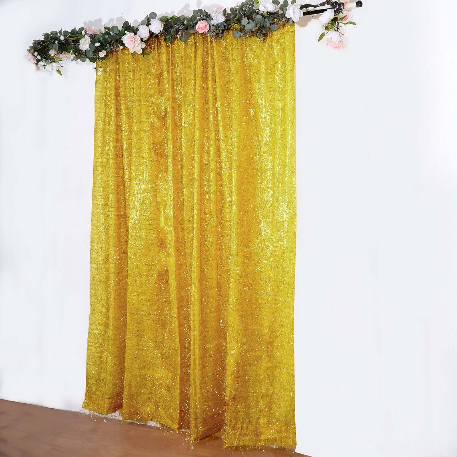 Efavormart 8ft Gold Metallic Fringe Shag Photo Backdrop Divider Curtain ...