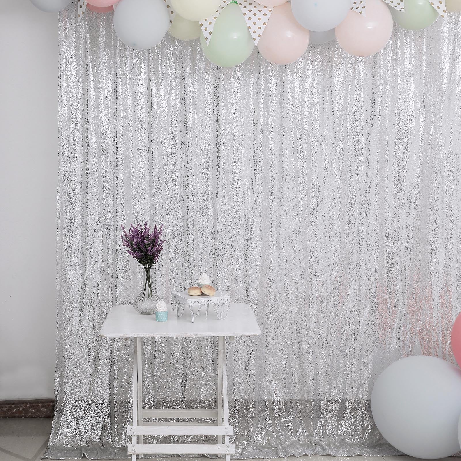 Efavormart 8ft Silver Sequin Photo Booth Backdrop Photography Backdrop ...