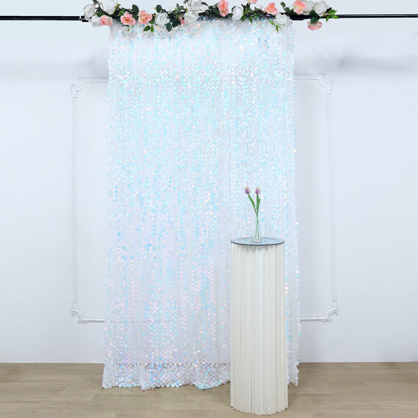 Efavormart 8ft X 8ft Iridescent Blue Big Payette Sequin Curtains, Photo ...