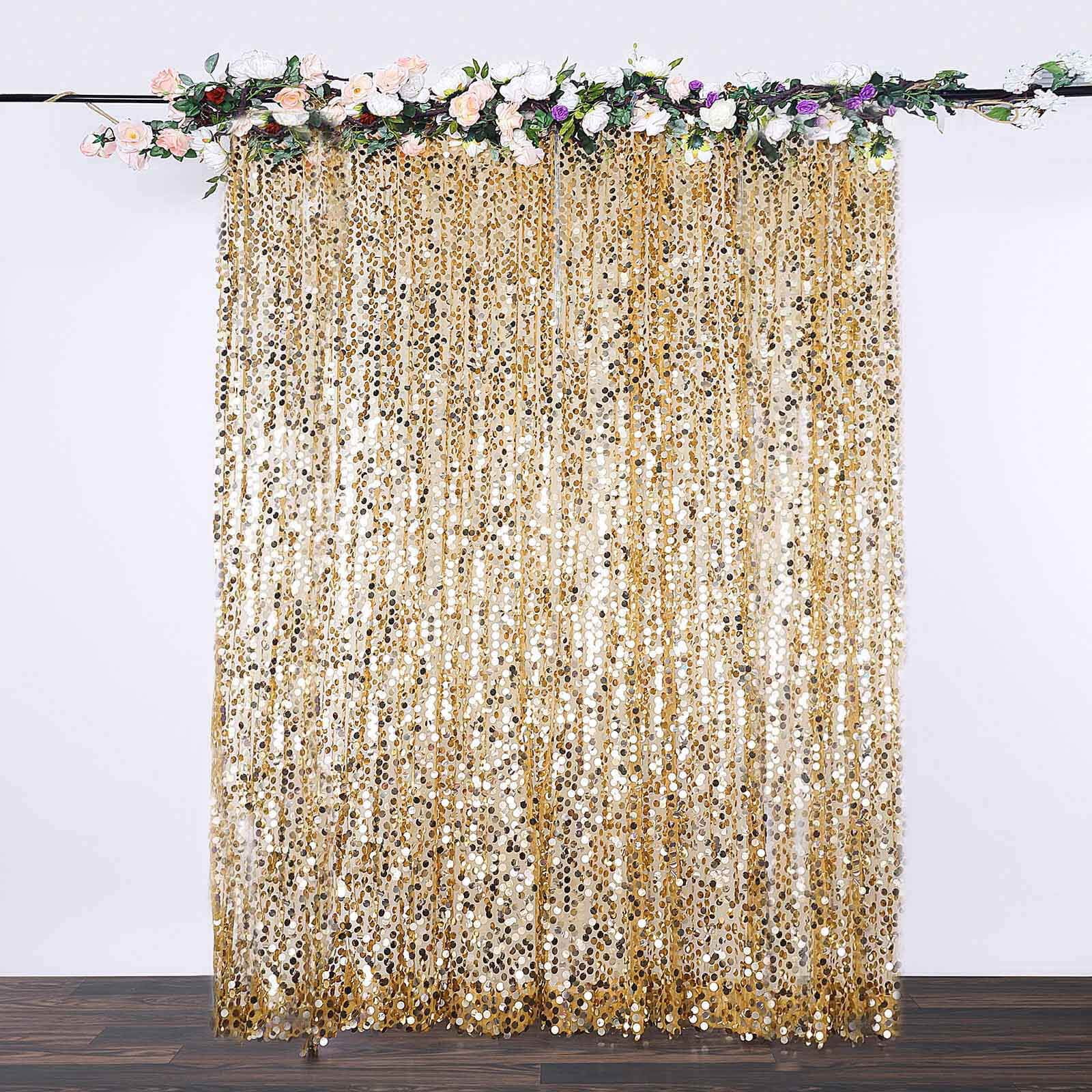 Efavormart 8ft x 8ft Gold Big Payette Sequin Curtains Photo Booth ...