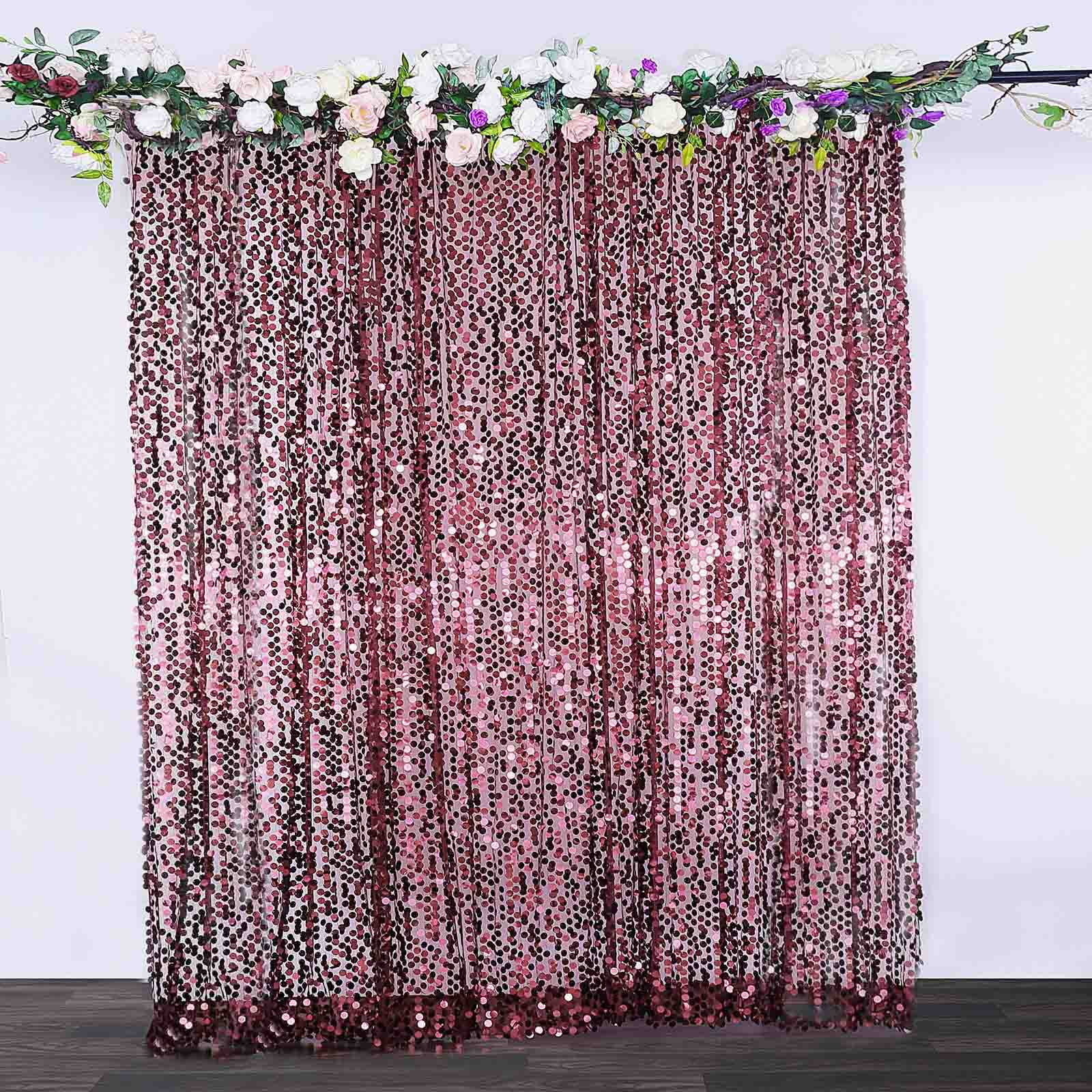Efavormart 8ft x 8ft Burgundy Big Payette Sequin Curtains Photo Booth ...
