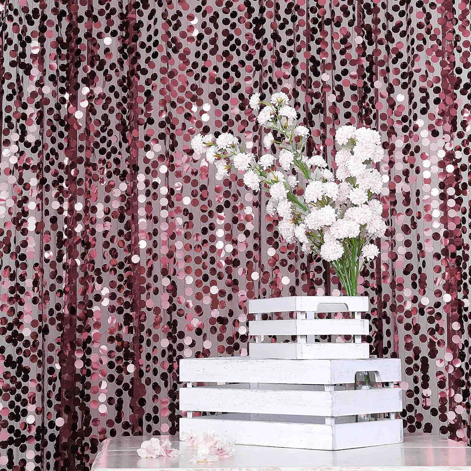 Efavormart 8ft x 8ft Burgundy Big Payette Sequin Curtains Photo Booth ...