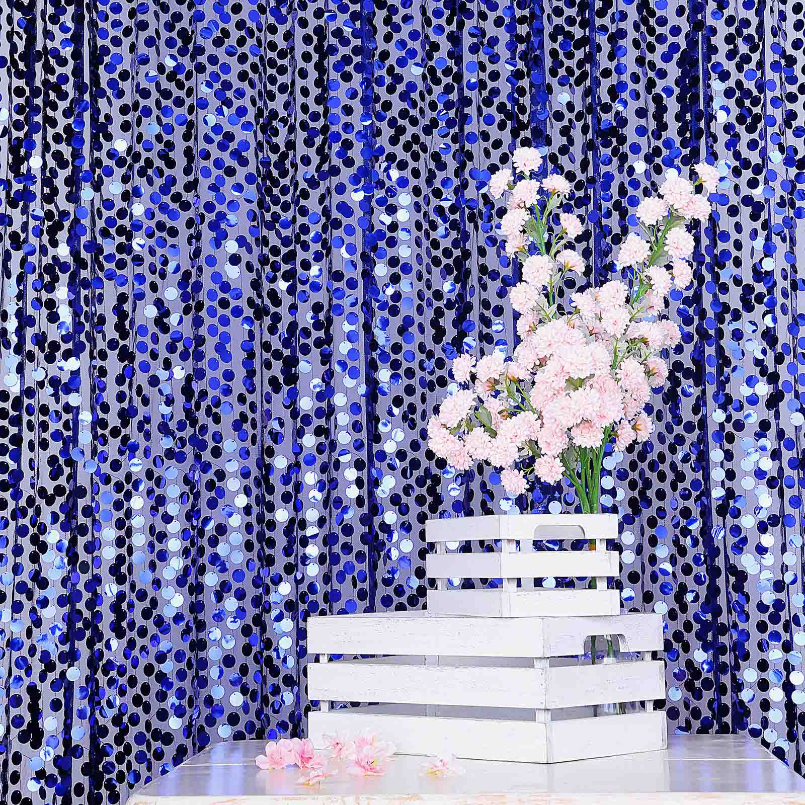 Efavormart 8ft x 8ft Navy Blue Big Payette Sequin Curtains Photo Booth ...
