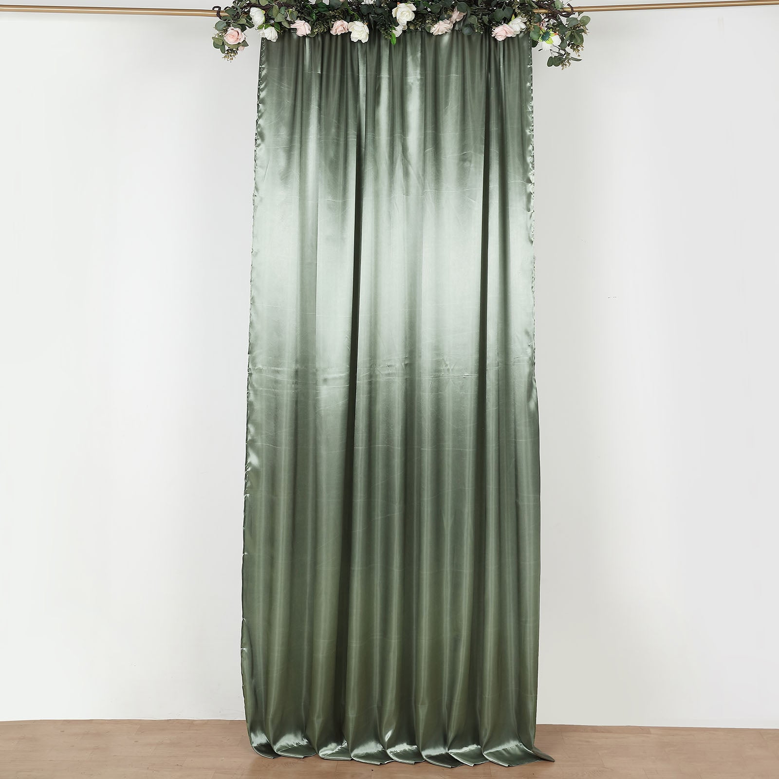 Efavormart 8ftx10ft Eucalyptus Sage Green Satin Curtain Panel Backdrop ...