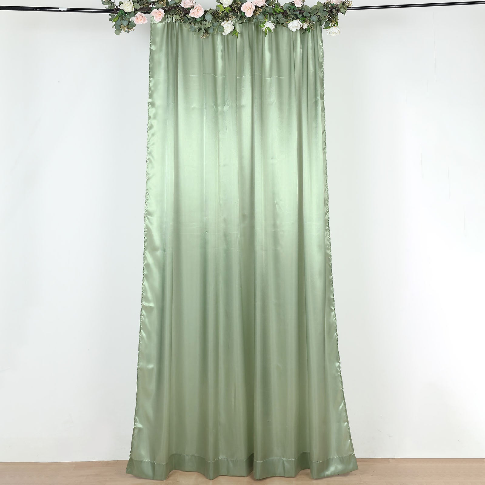 Efavormart 8ftx10ft Sage Green Satin Curtain Panel Backdrop Drapes ...