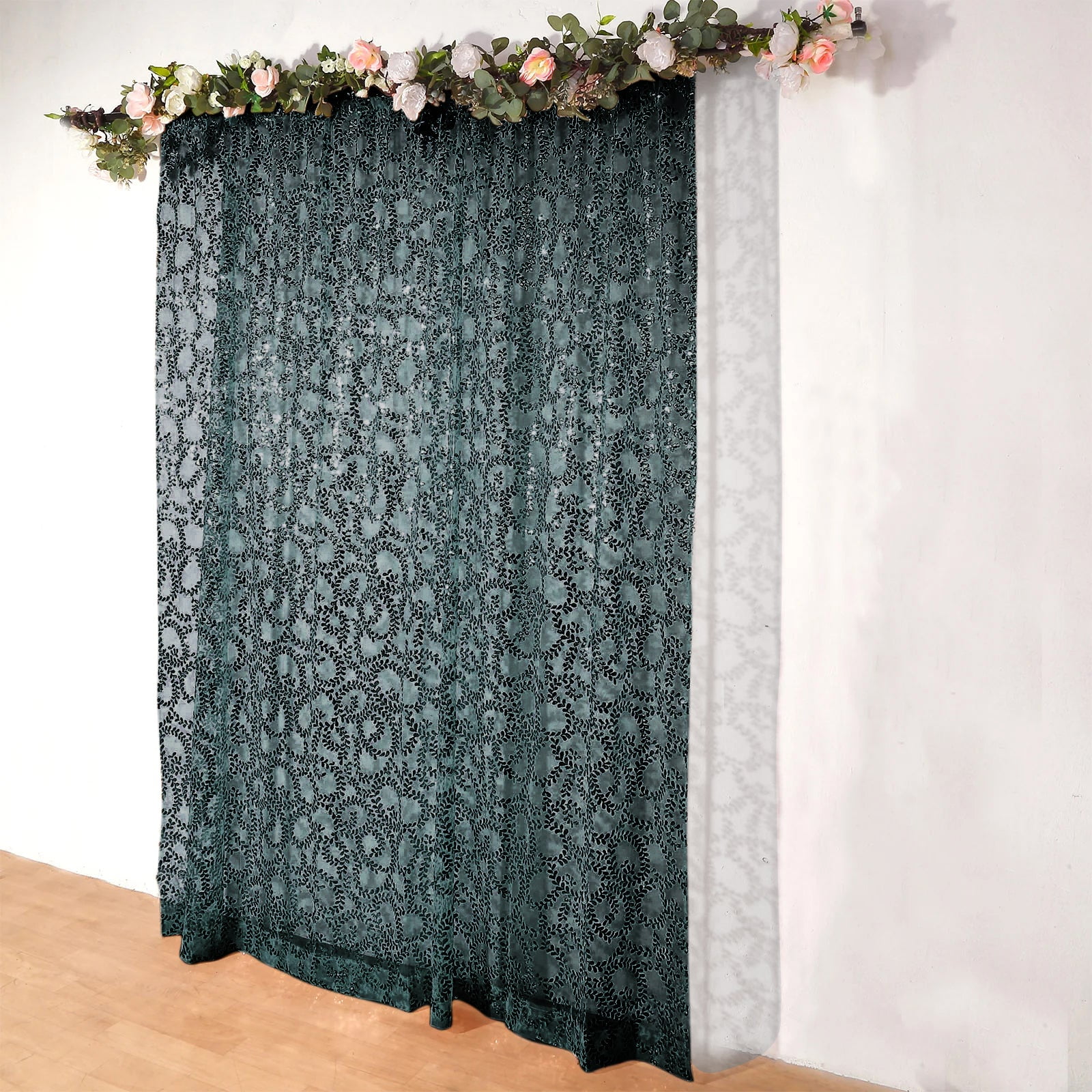 Efavormart 8ftx8ft Hunter Emerald Green Tulle Backdrop Curtain With ...