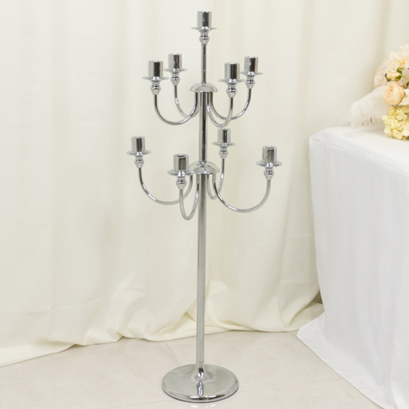 Efavormart 9-Arm Silver Metal Floor Candelabra Candle Holder, Vintage ...