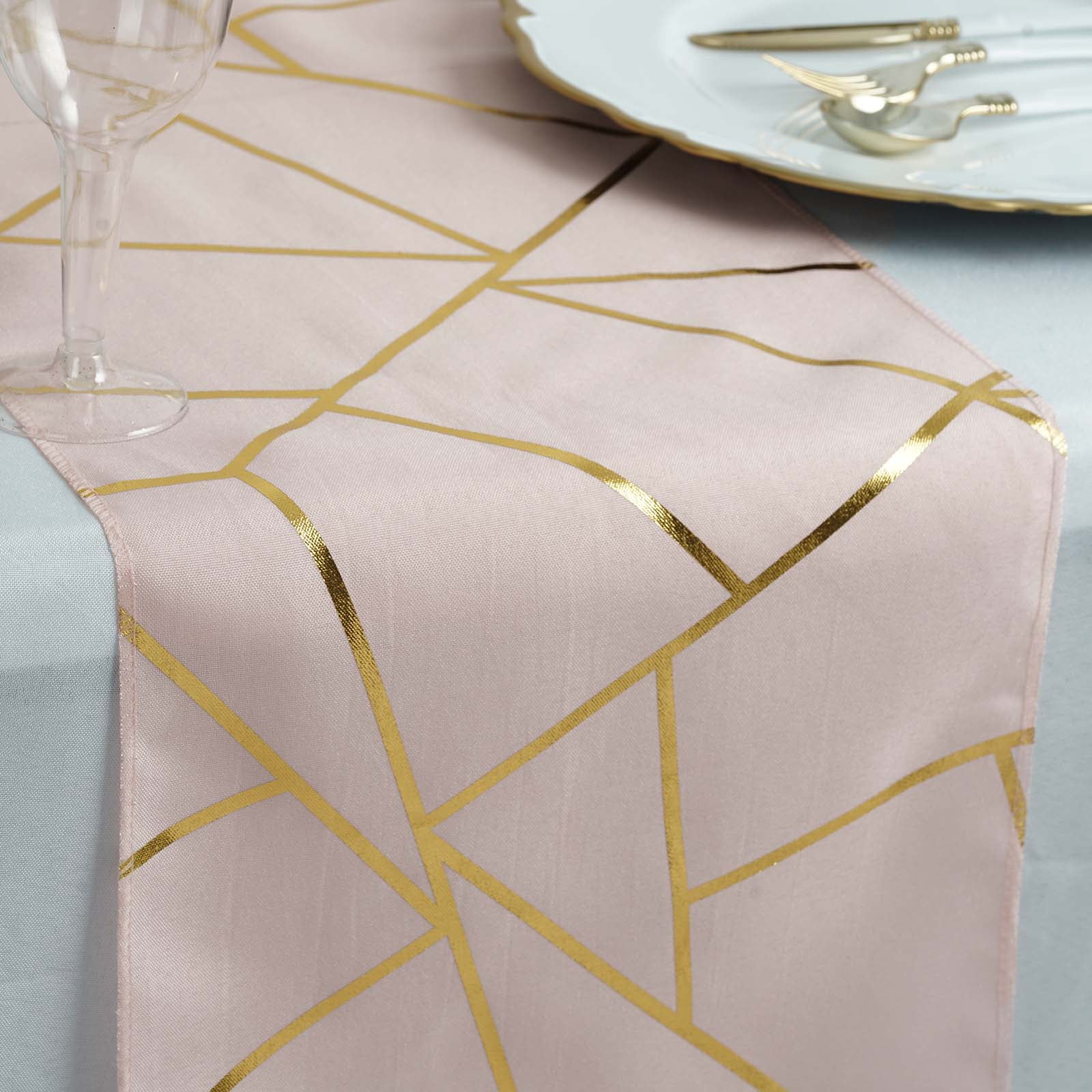 Efavormart 9 Ft Metallic Blush/Gold Foil Geometric Pattern Blush ...