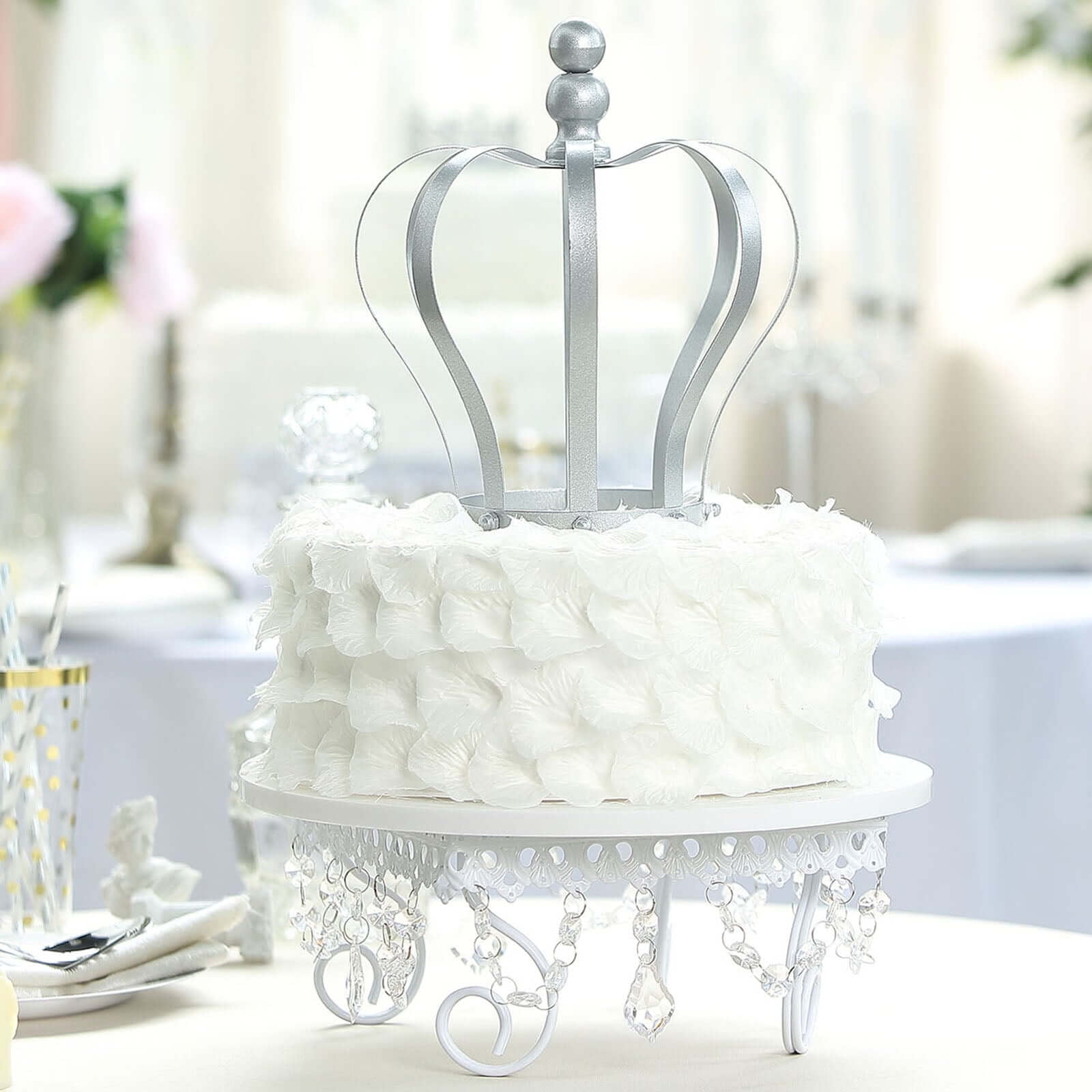 Efavormart 9" Silver Metal Royal Crown Cake Topper For Wedding Party ...