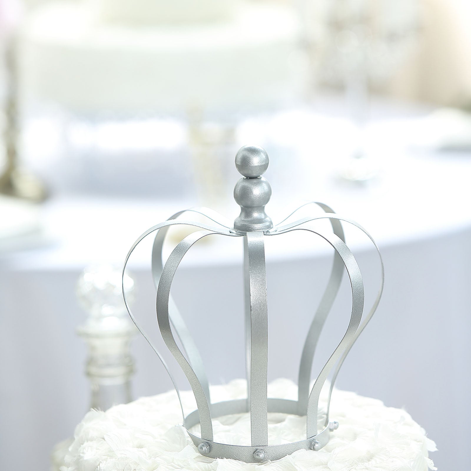 Efavormart 9" Silver Metal Royal Crown Cake Topper For Wedding Party ...
