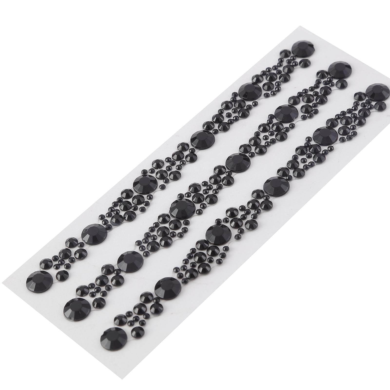 Efavormart 9 Strips Black Stick on Rhinestone Gems Heptagon Self ...