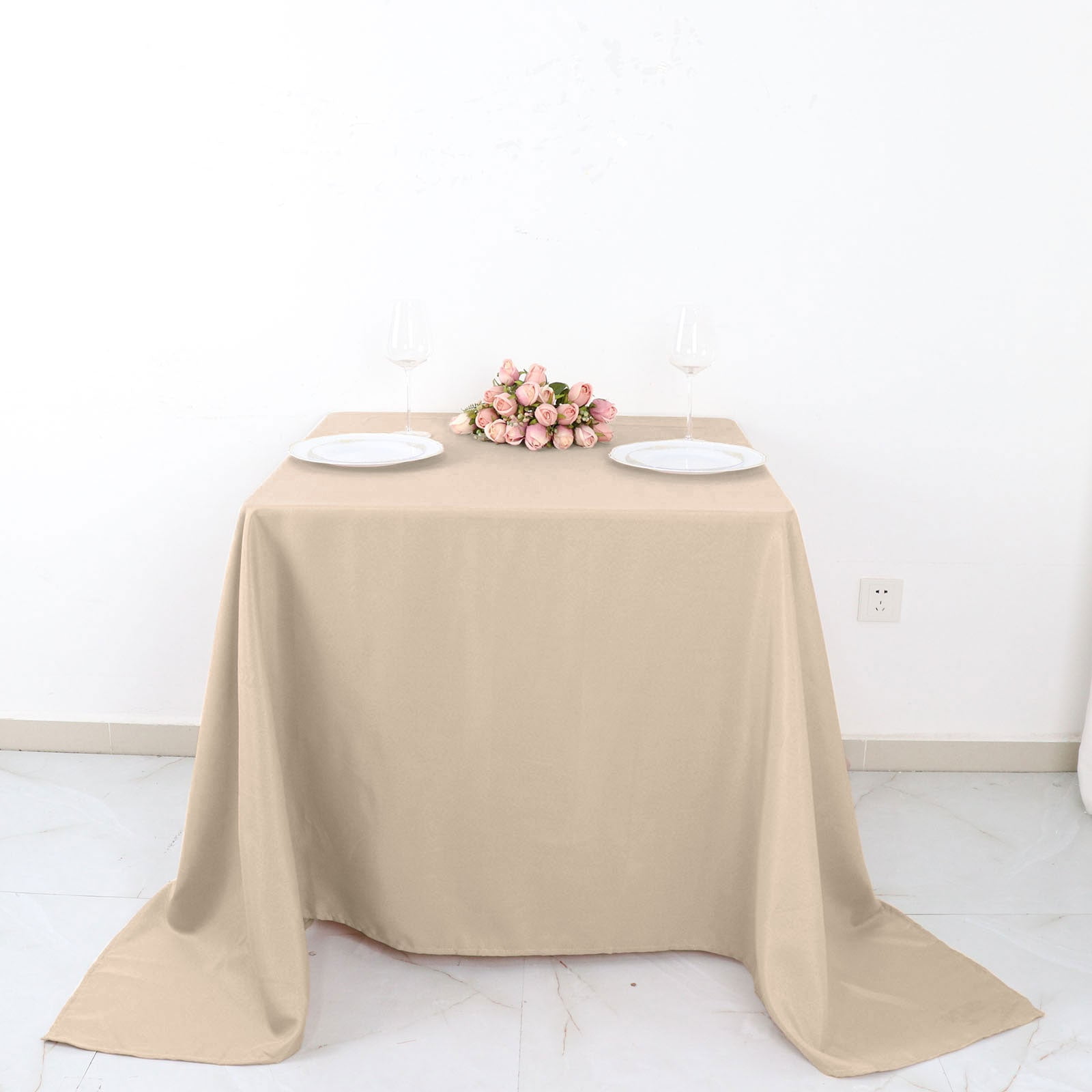 Efavormart 90" Nude Wholesale Linens Polyester Square Linen Tablecloth ...