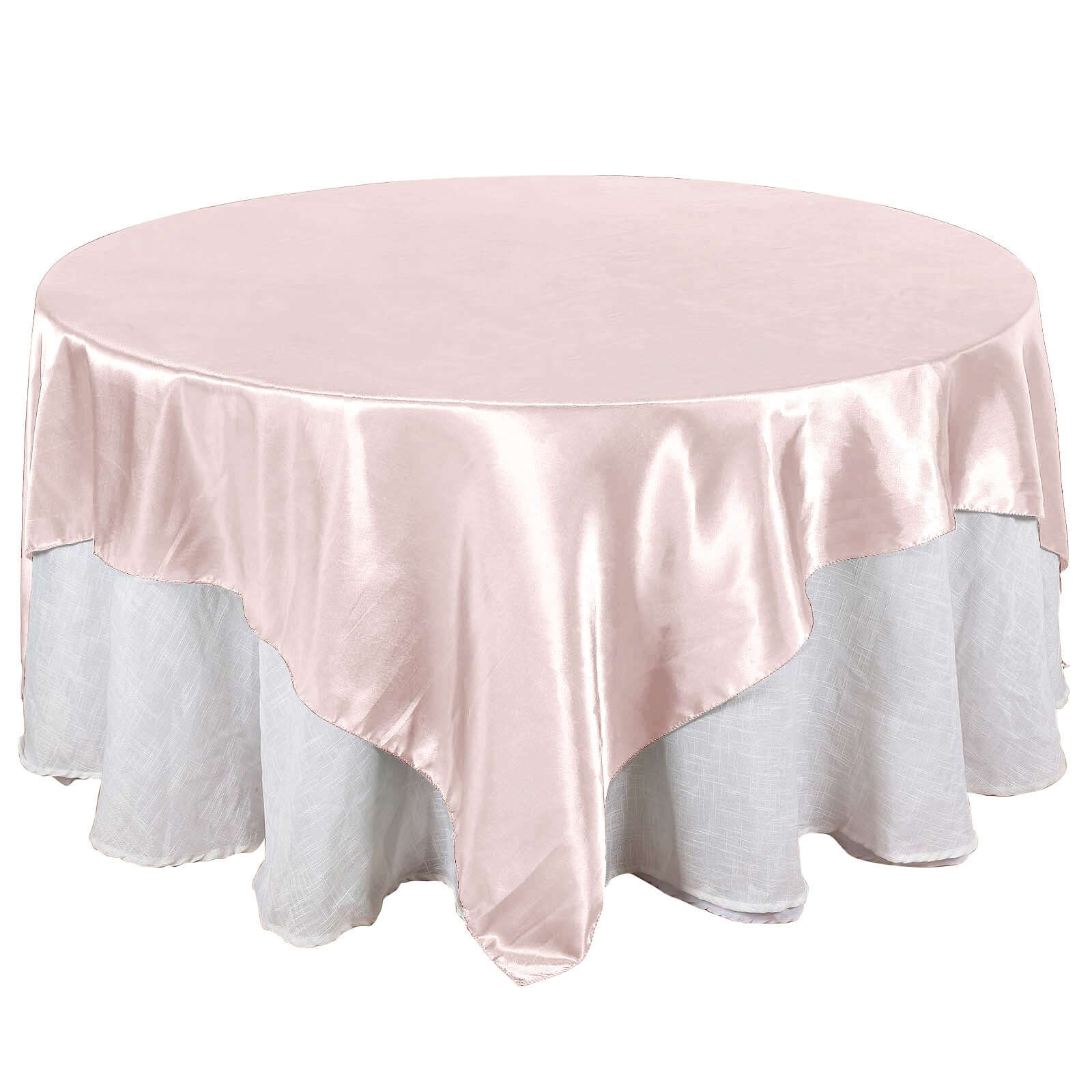 Efavormart 90" | Rose Gold | Blush Satin Overlay | Seamless Square ...