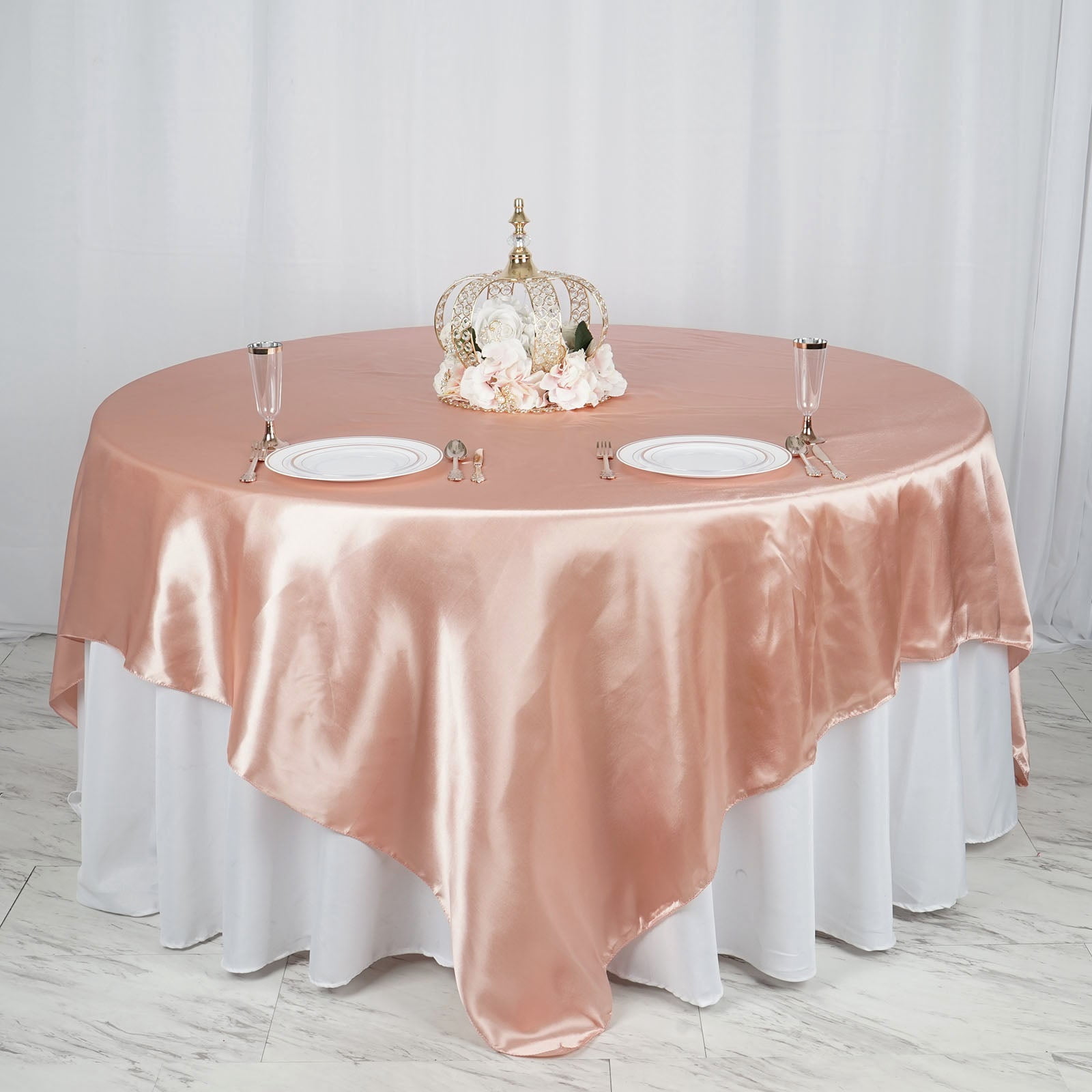 Efavormart 90" SATIN Square Tablecloth Overlay For Wedding Catering ...