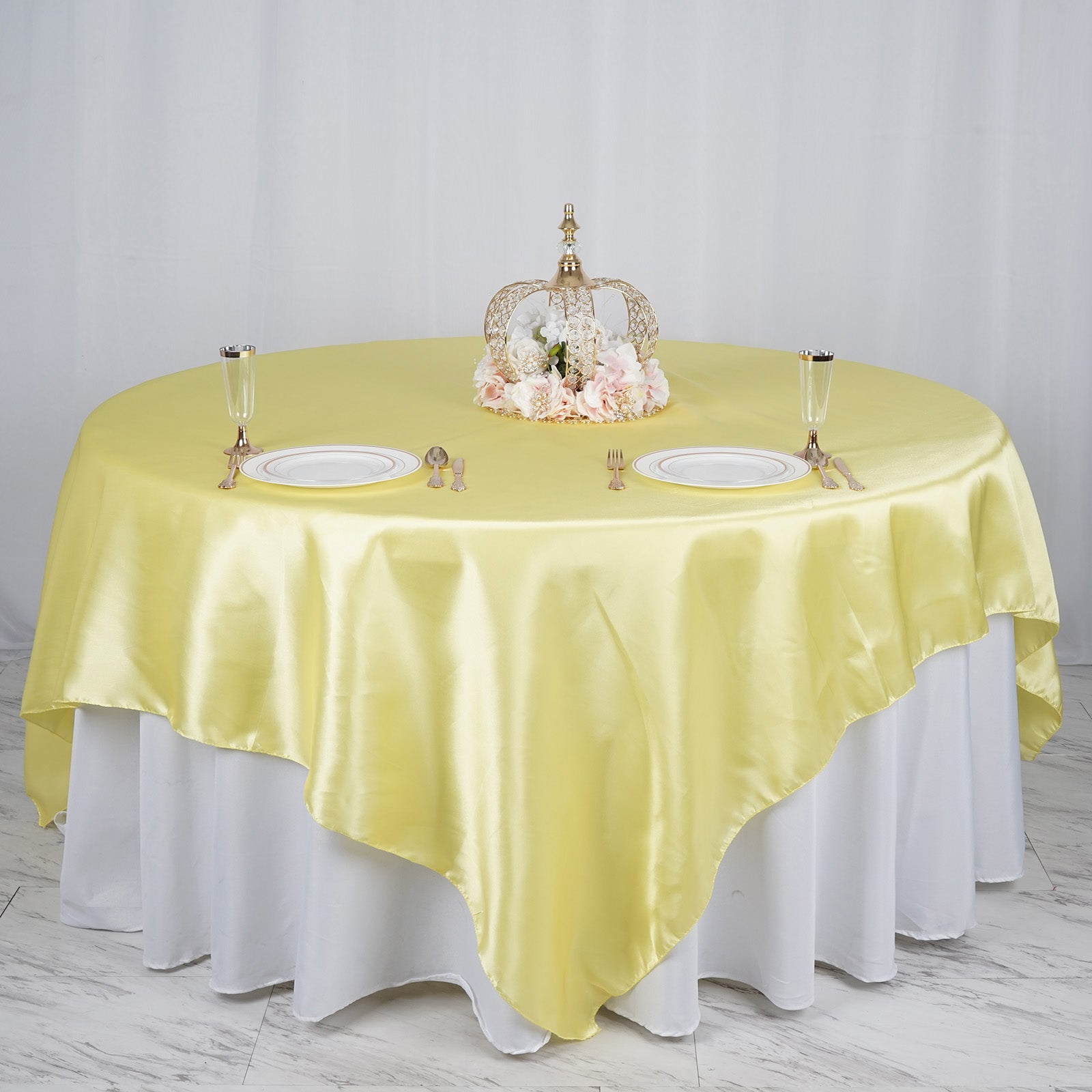 Efavormart 90" SATIN Square Tablecloth Overlay For Wedding Catering ...