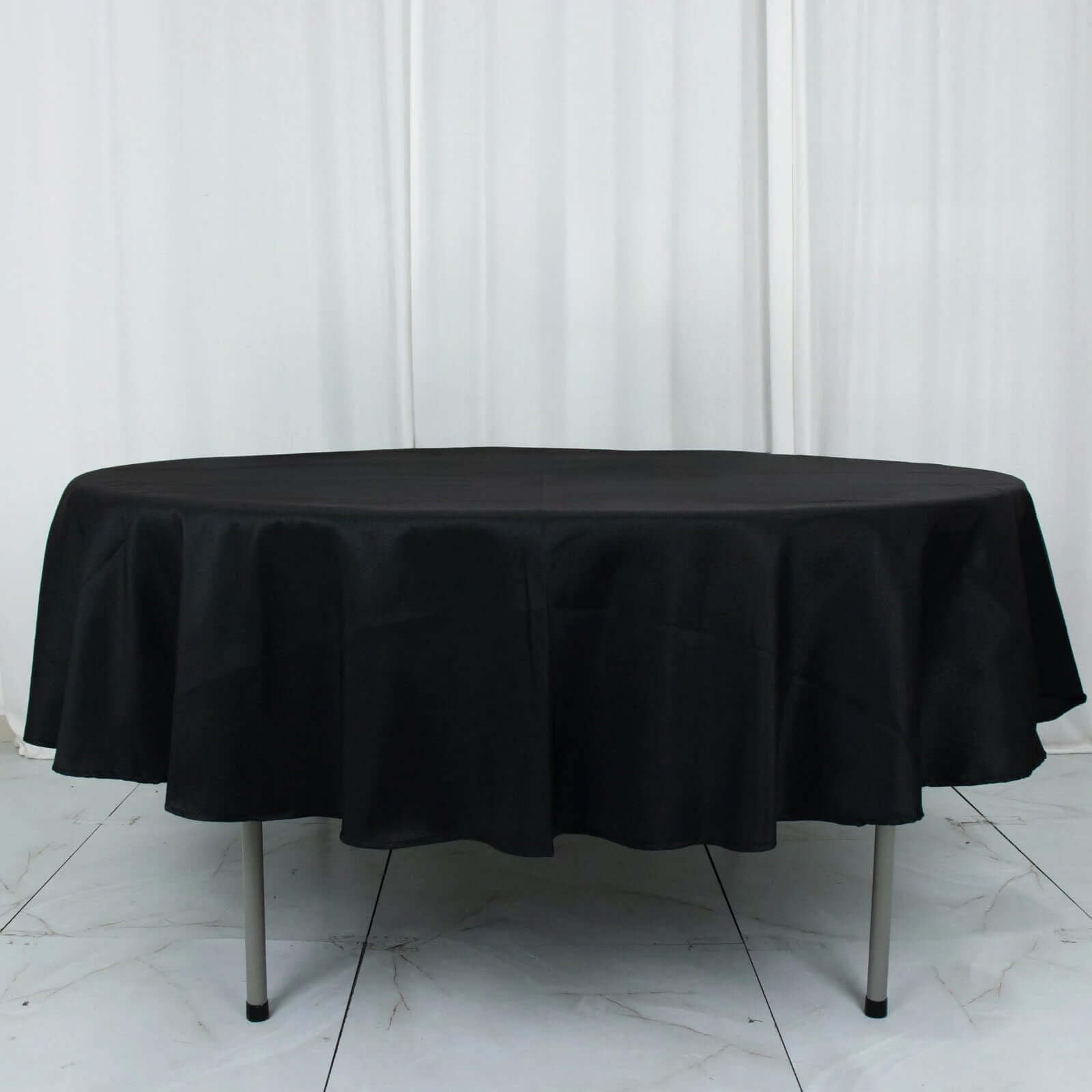 Efavormart 90" Seamless Premium BLACK Linens Polyester Round Tablecloth ...