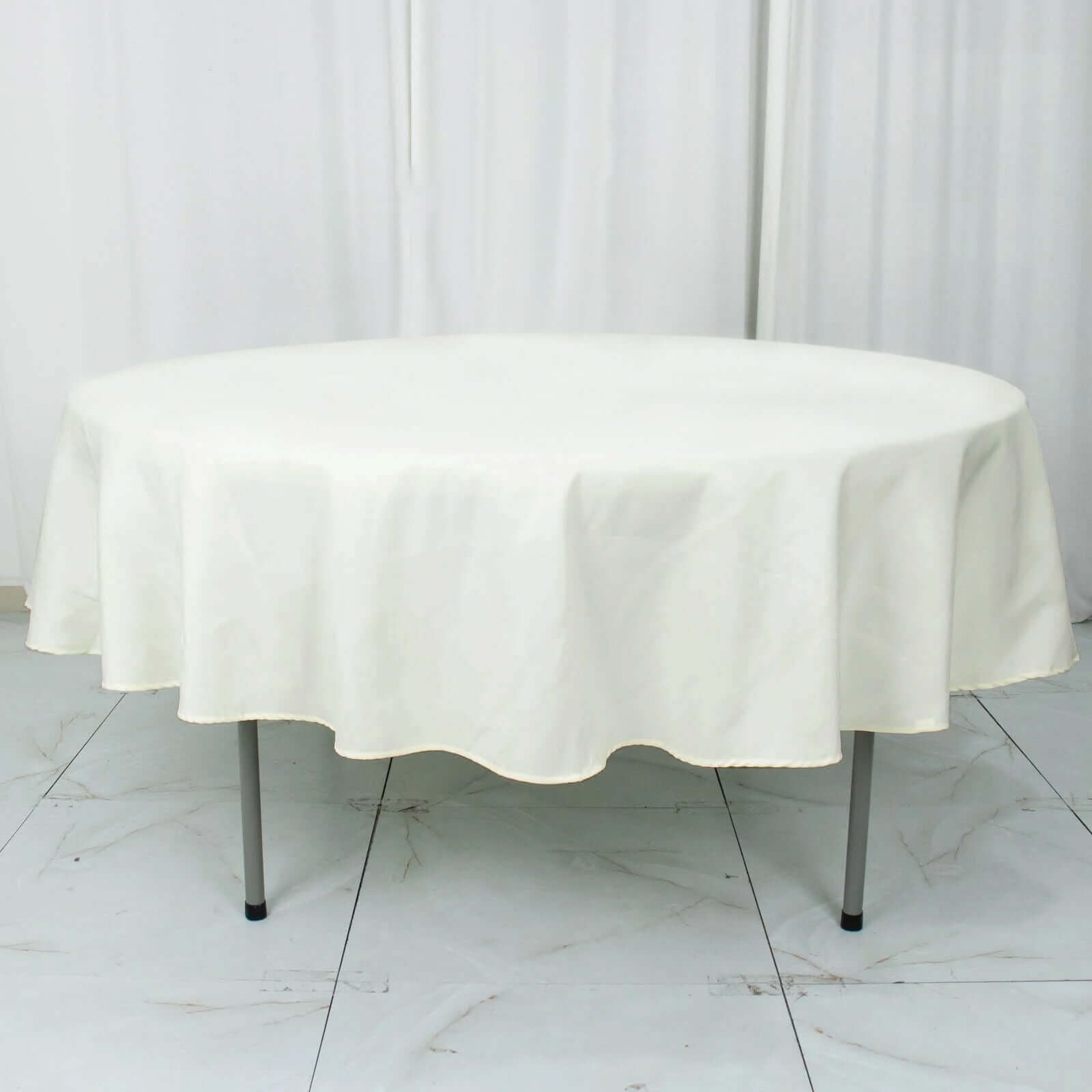 Efavormart 90" Seamless Premium IVORY Linens Polyester Round Tablecloth ...