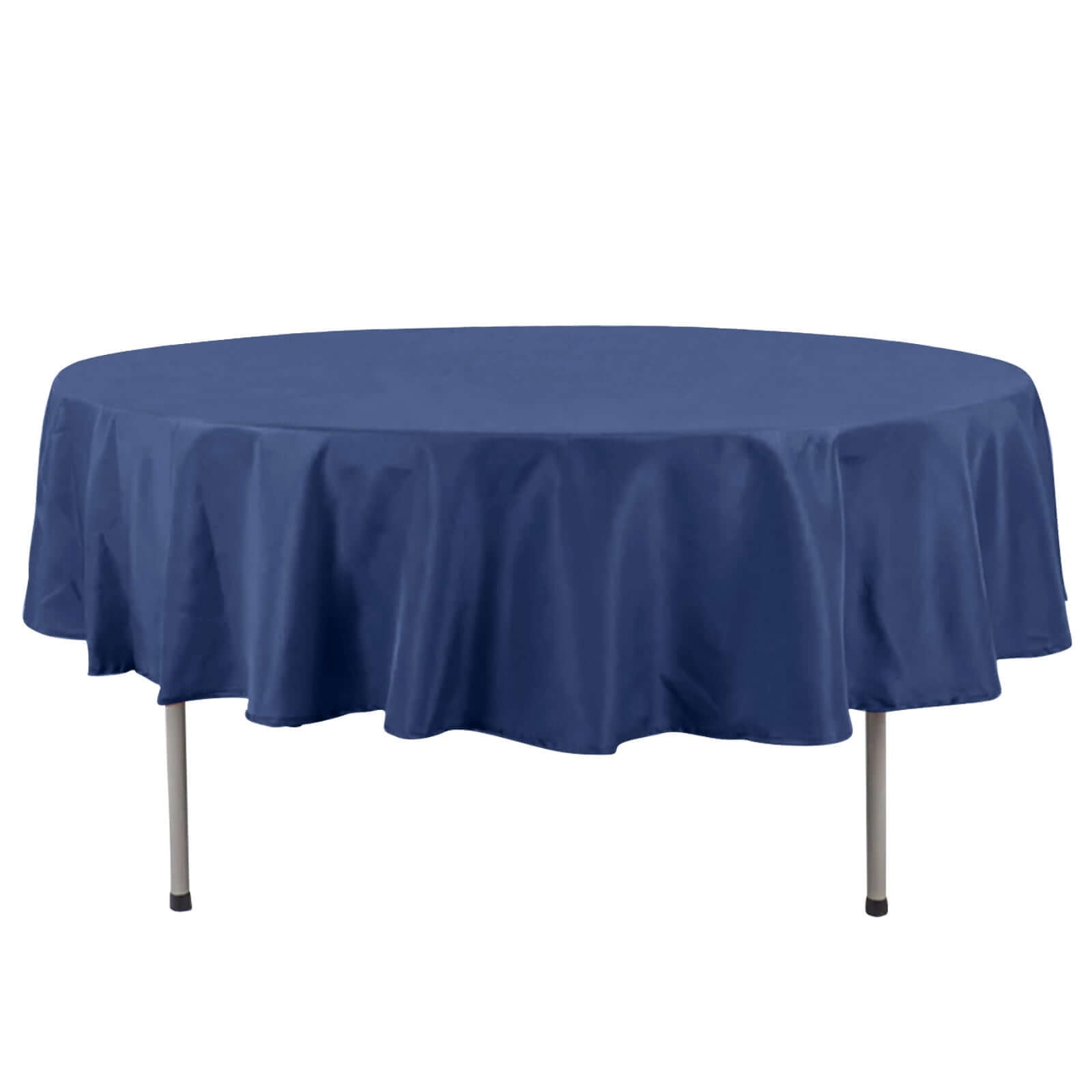 Efavormart 90" Seamless Premium Navy Blue Linens Polyester Round ...