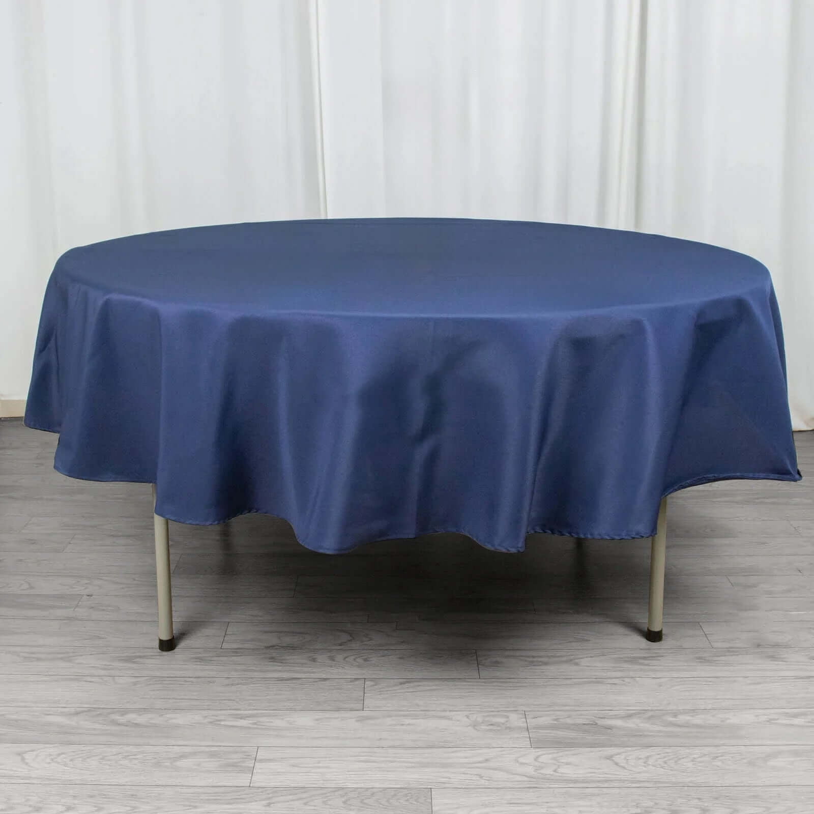 Efavormart 90" Seamless Premium Navy Blue Linens Polyester Round ...