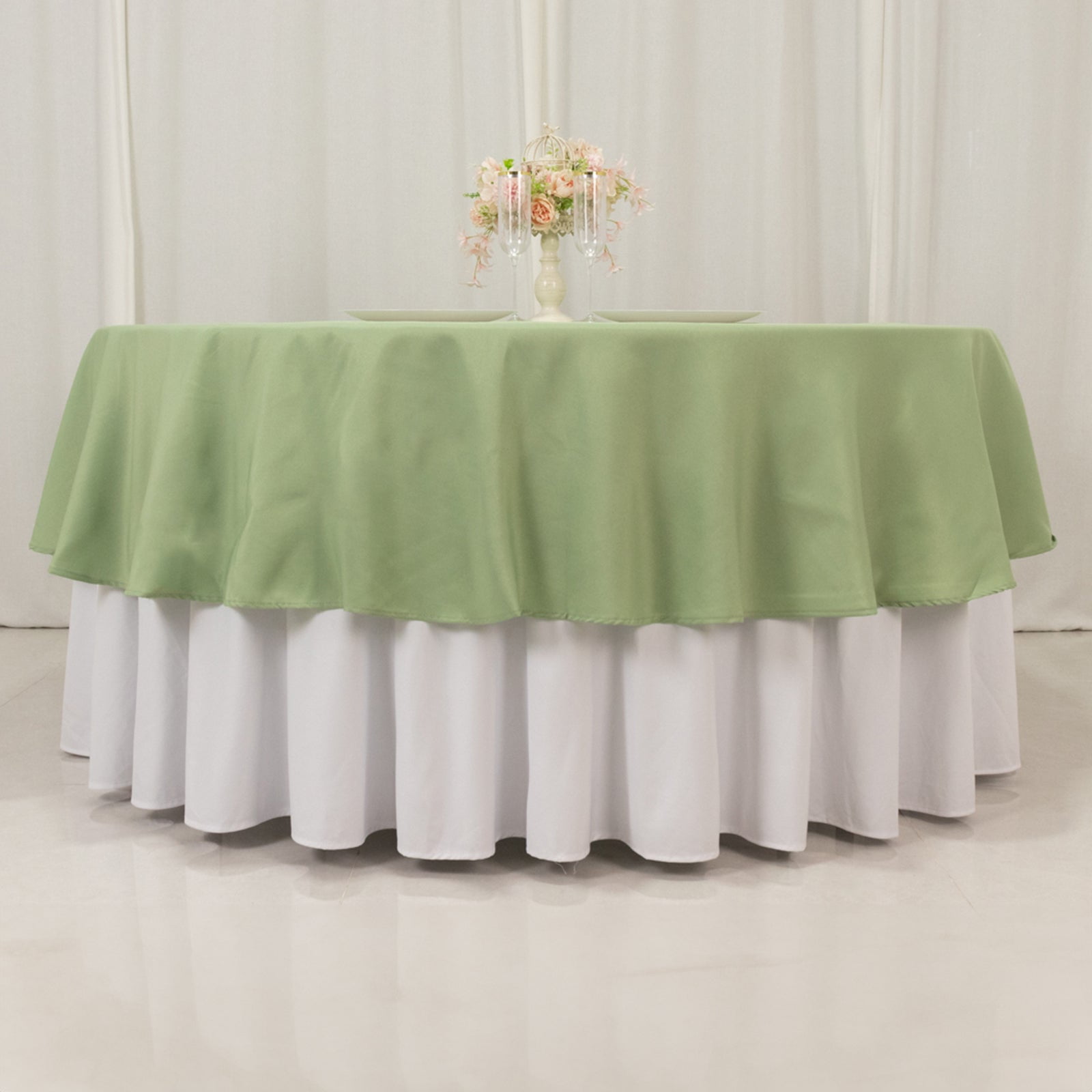 Efavormart 90" Seamless Premium Sage Green Linens Polyester Round ...