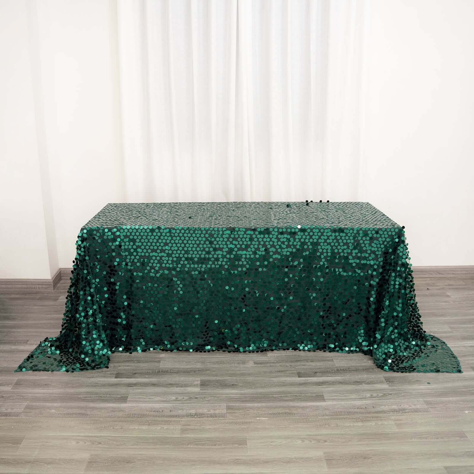 Efavormart 90"x132" Big Payette Hunter Emerald Green Sequin Rectangle ...