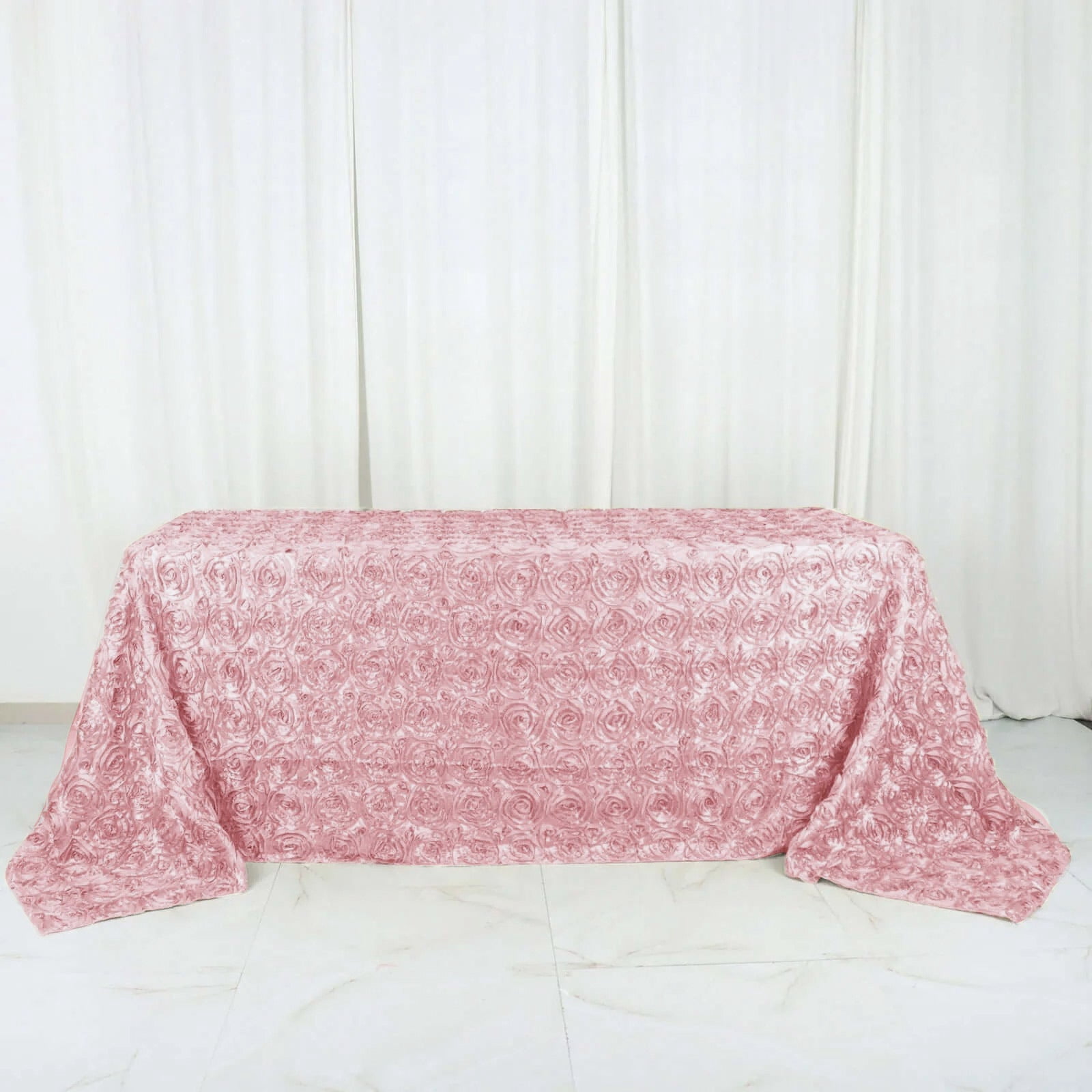 Efavormart 90"x132" Rectangle Tablecloth, BLUSH Grandiose Rosette 3D ...