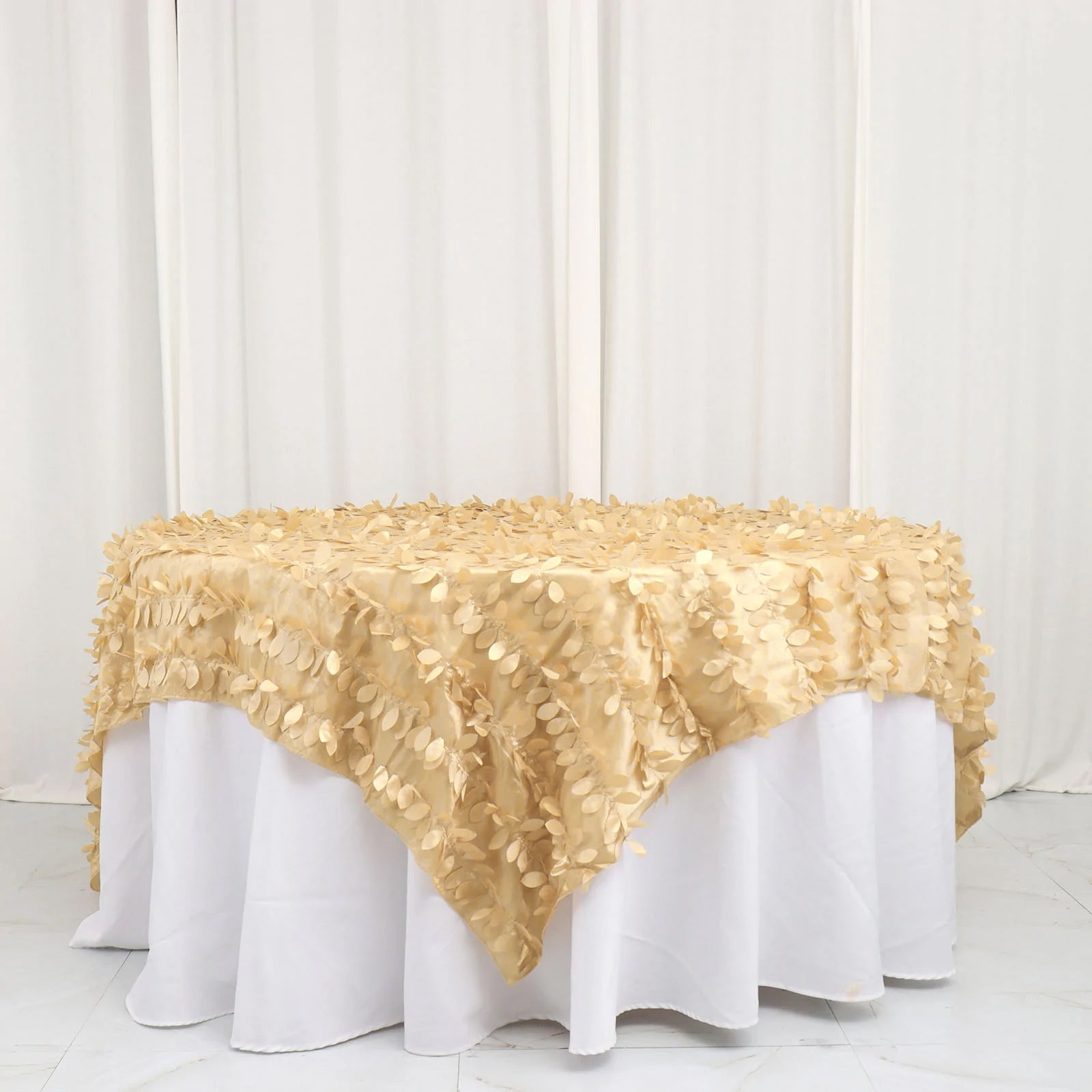 Efavormart 90"x90" Square Leaf Petal Taffeta Tablecloth - Decorative 3D ...